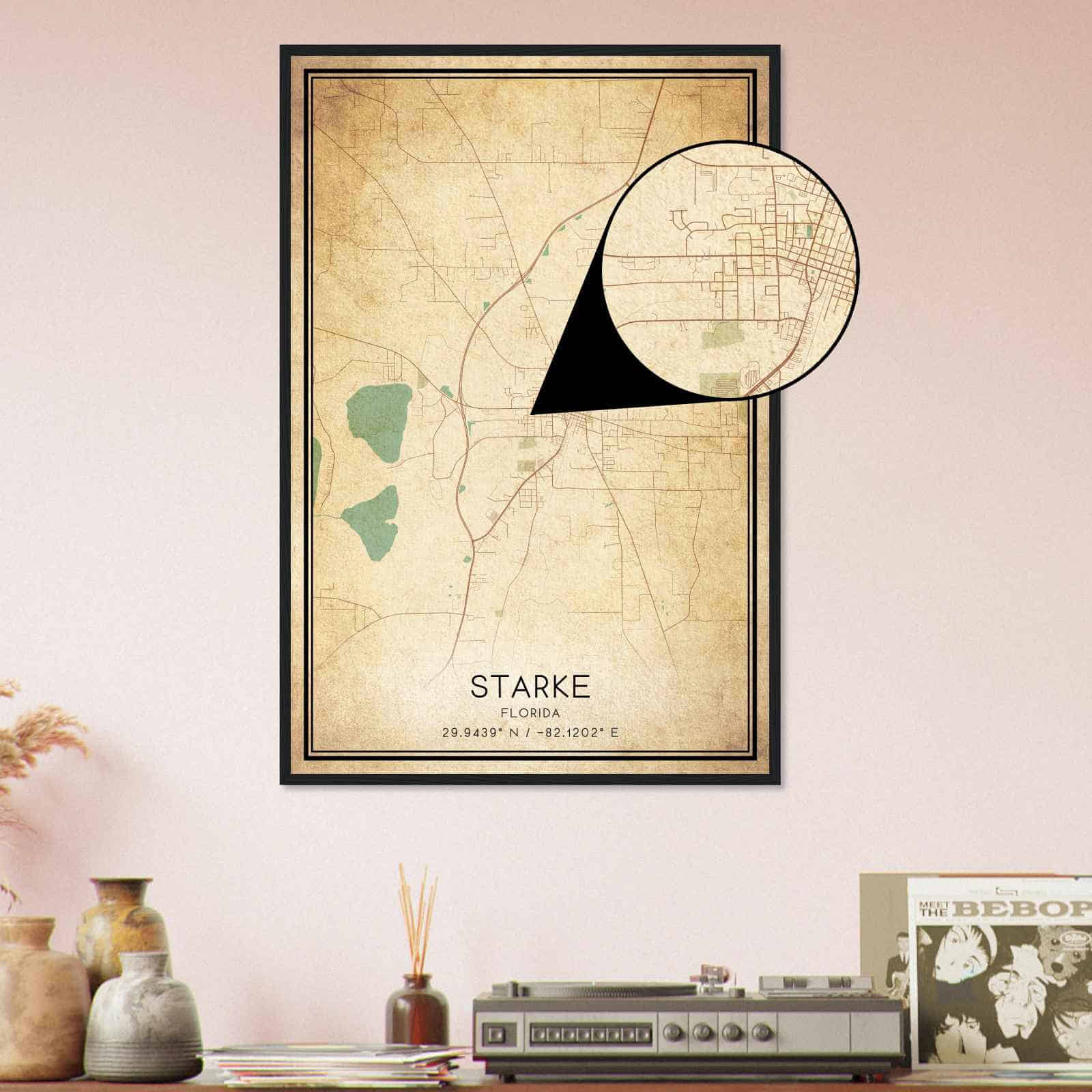 Vintage Starke Florida Map Poster, Modern Home Decor Wall Art Print ...