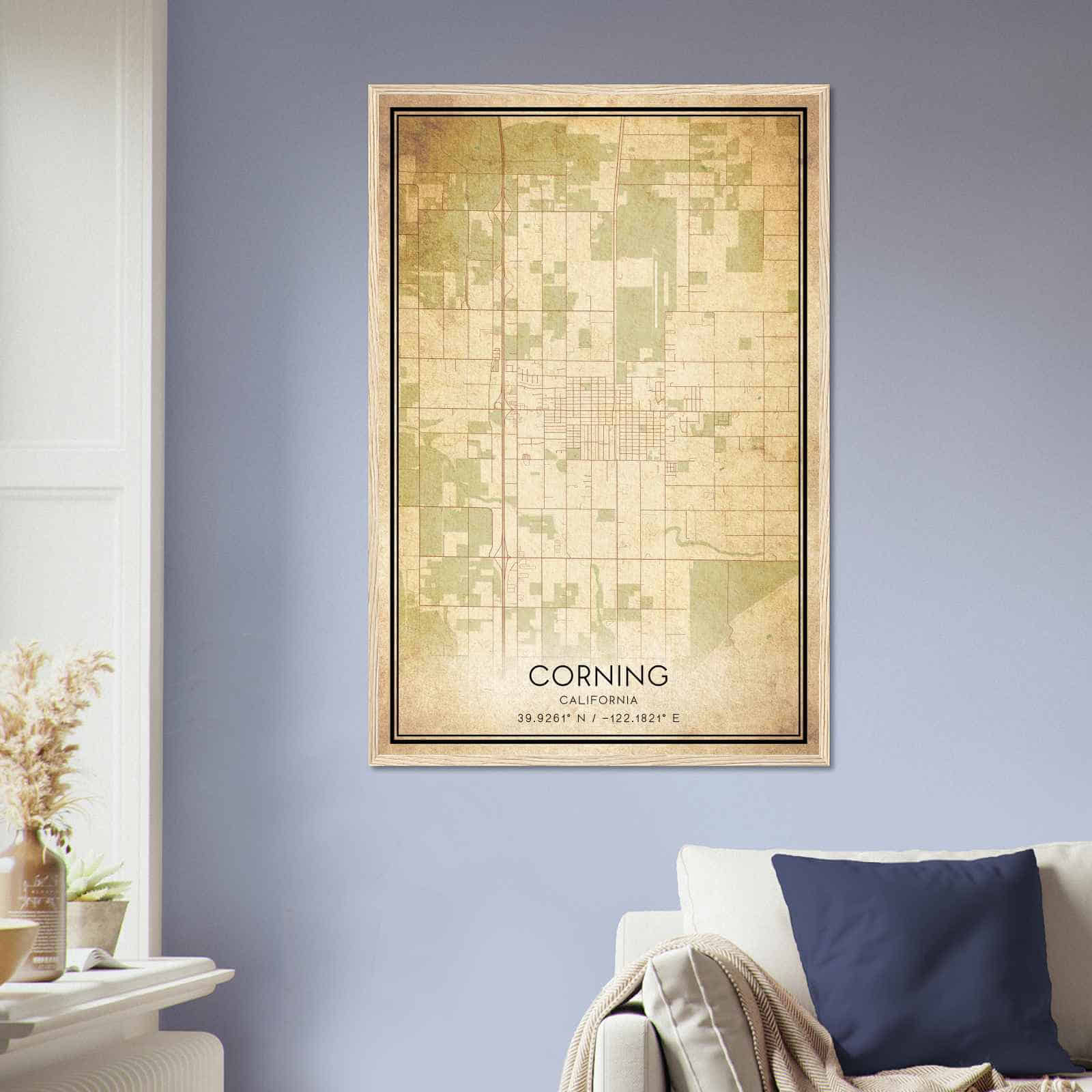 Vintage Corning California Map Poster, Modern Home Decor Wall Art Print ...