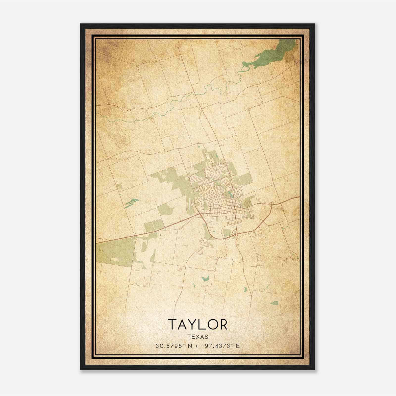 Vintage Taylor Texas Map Poster, Modern Home Decor Wall Art Print ...