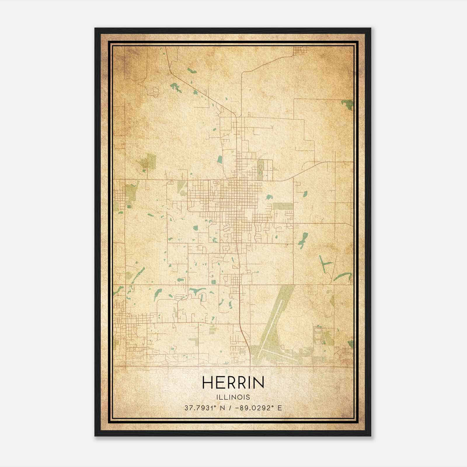 Vintage Herrin Illinois Map Poster, Modern Home Decor Wall Art Print ...