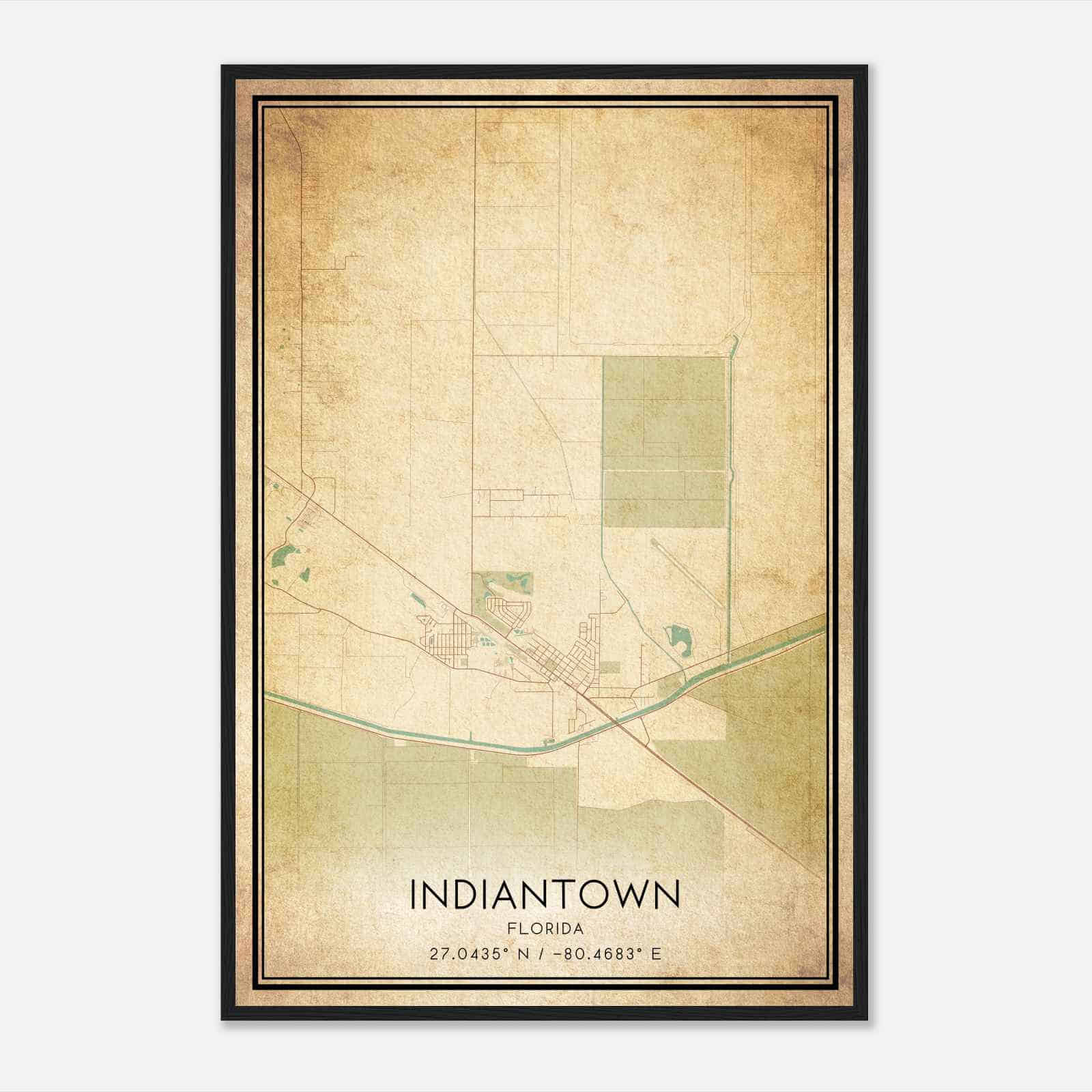 Vintage Indiantown Florida Map Poster, Modern Home Decor Wall Art Print ...