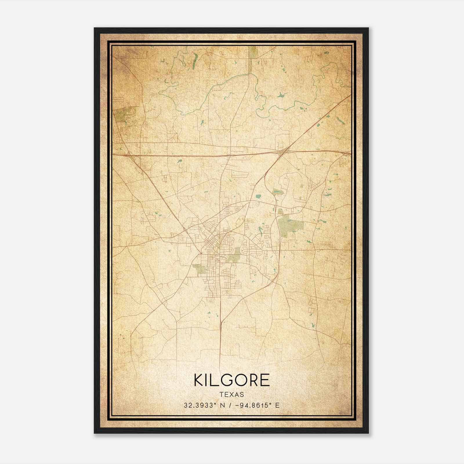 Vintage Kilgore Texas Map Poster, Modern Home Decor Wall Art Print ...