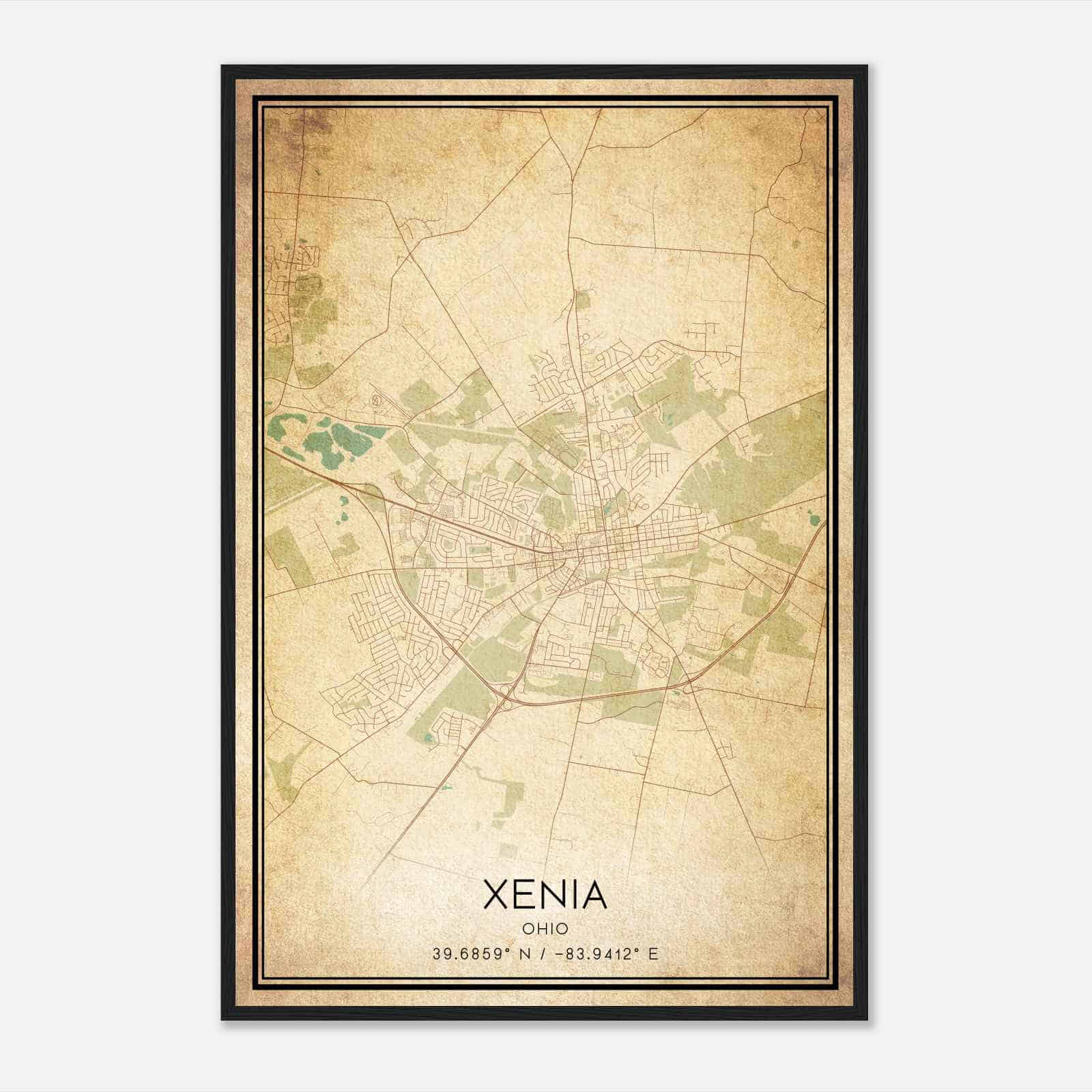 Vintage Xenia Ohio Map Poster, Modern Home Decor Wall Art Print ...