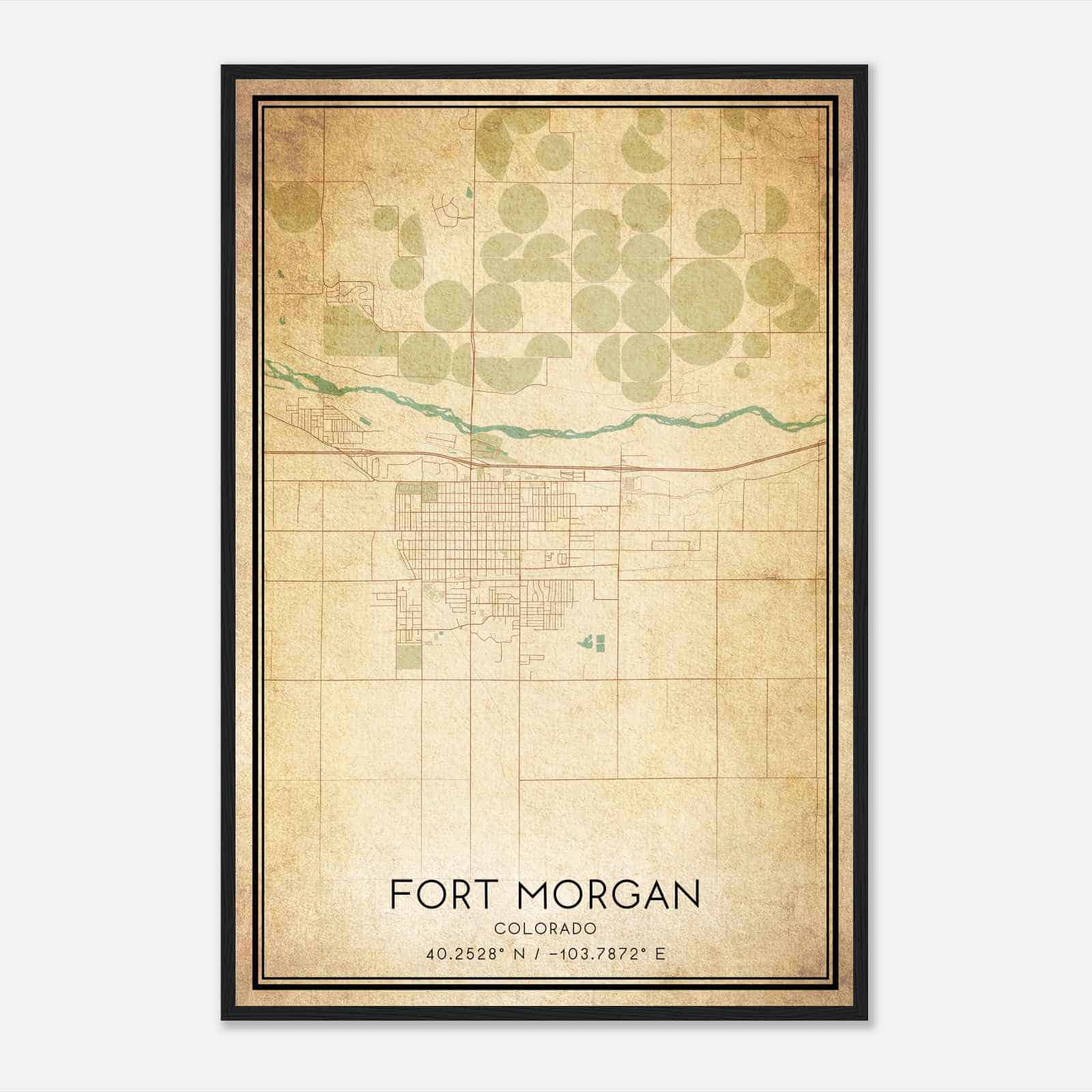 Vintage Fort Morgan Colorado Map Poster, Modern Home Decor Wall Art ...