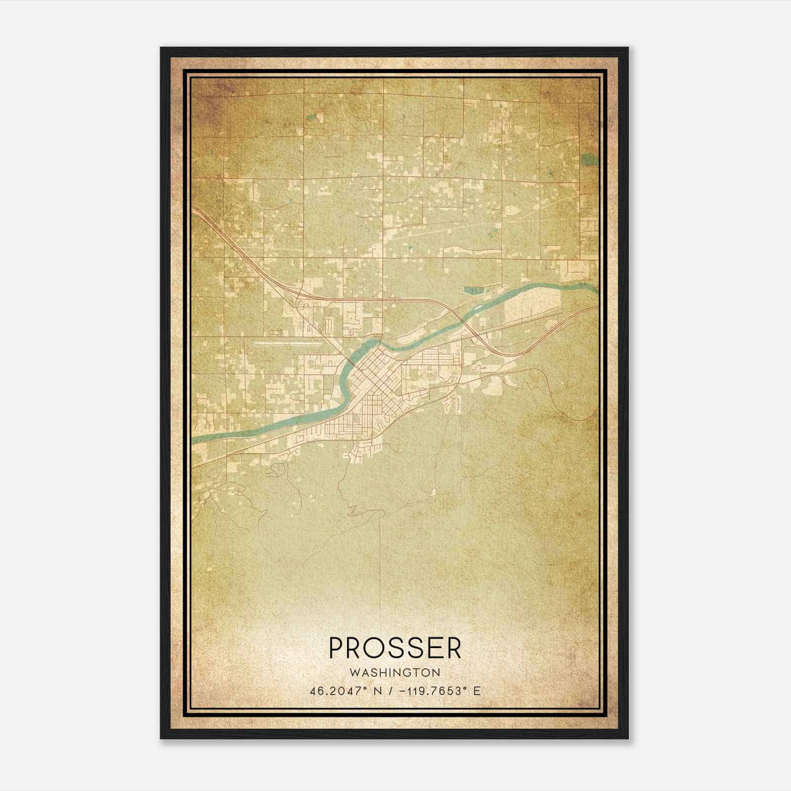 Vintage Prosser Washington Map Poster, Modern Home Decor Wall Art Print ...