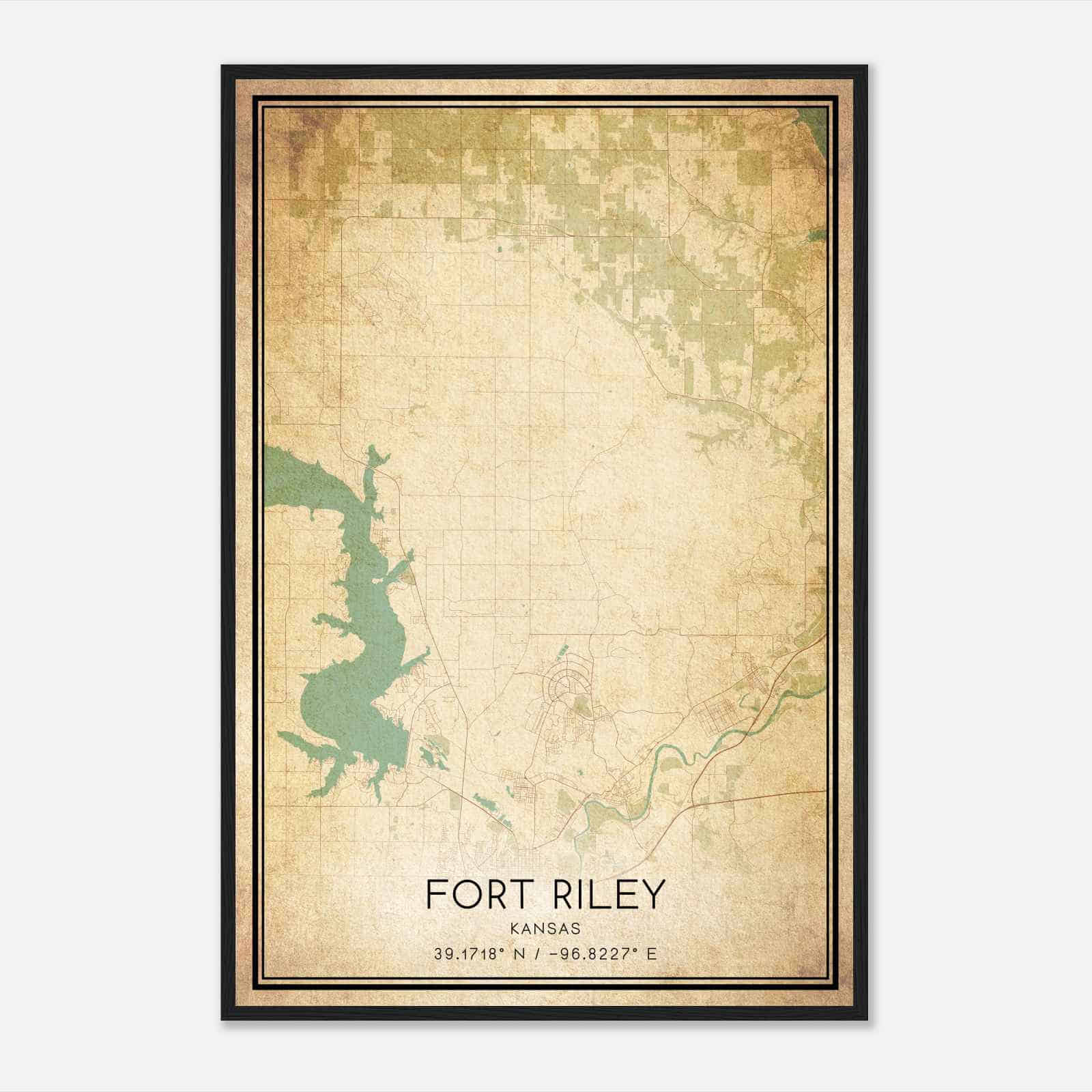 Vintage Fort Riley Kansas Map Poster, Modern Home Decor Wall Art Print ...