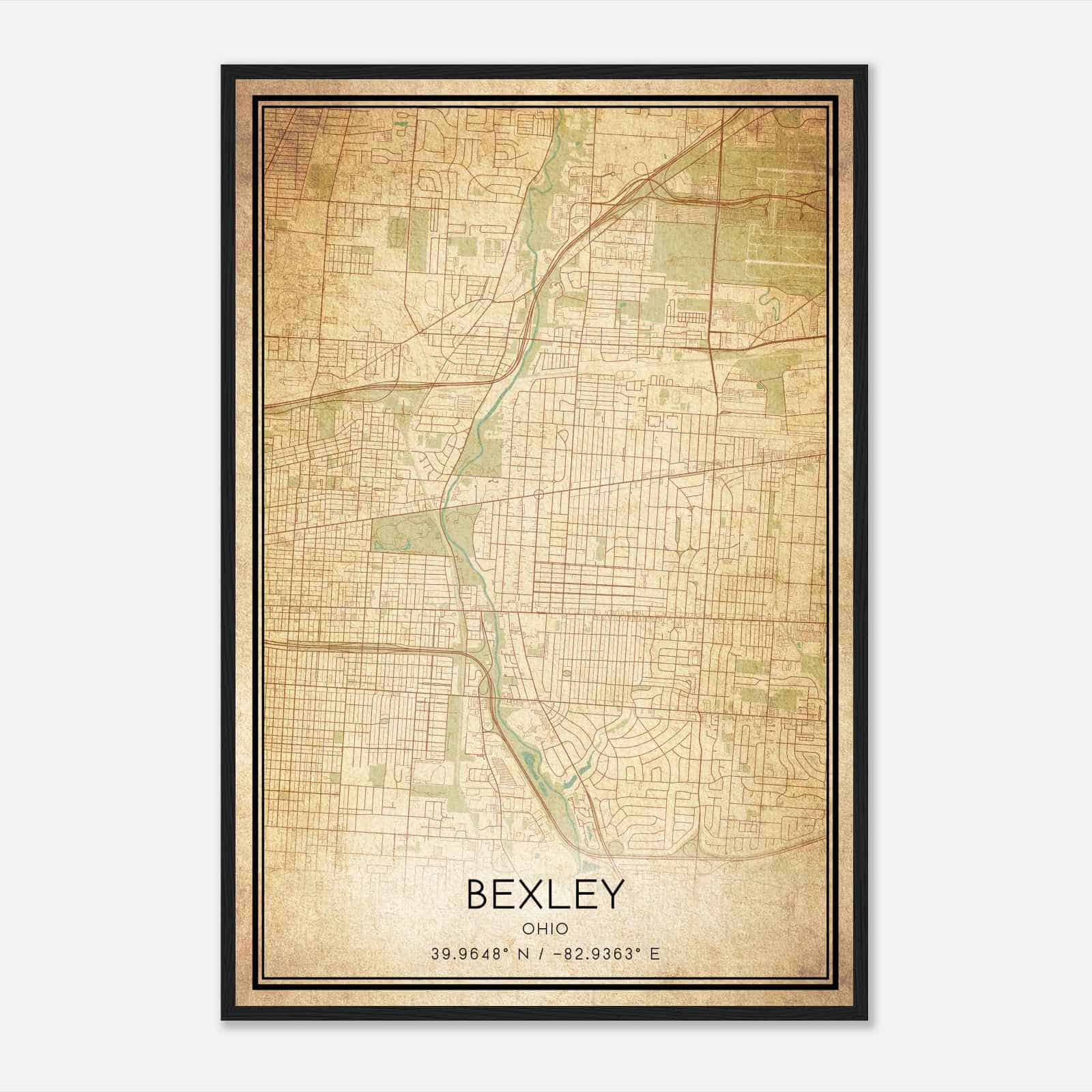 Vintage Bexley Ohio Map Poster, Modern Home Decor Wall Art Print ...