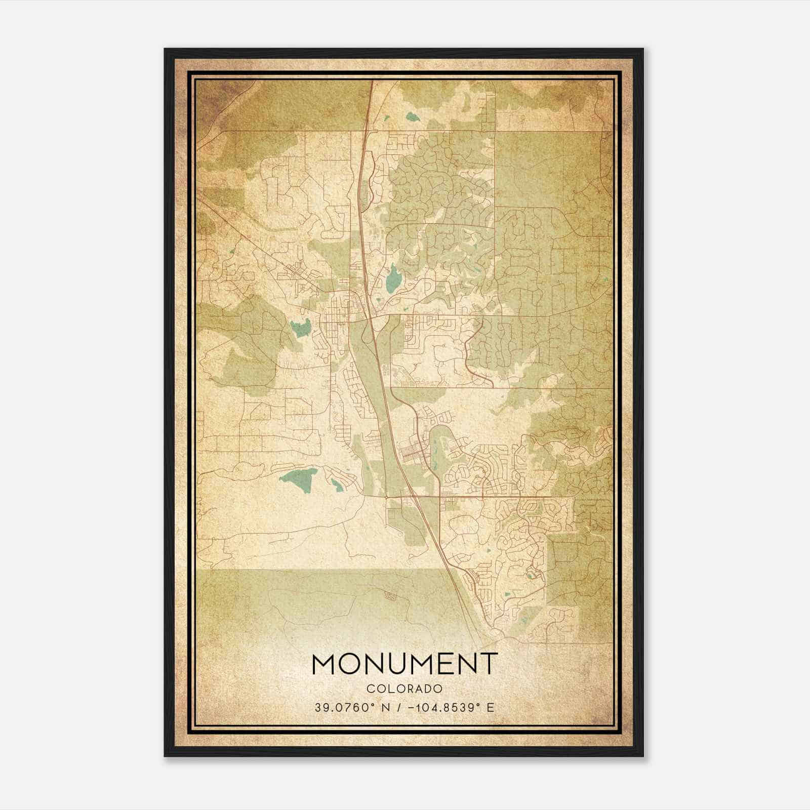 Vintage Monument Colorado Map Poster, Modern Home Decor Wall Art Print ...