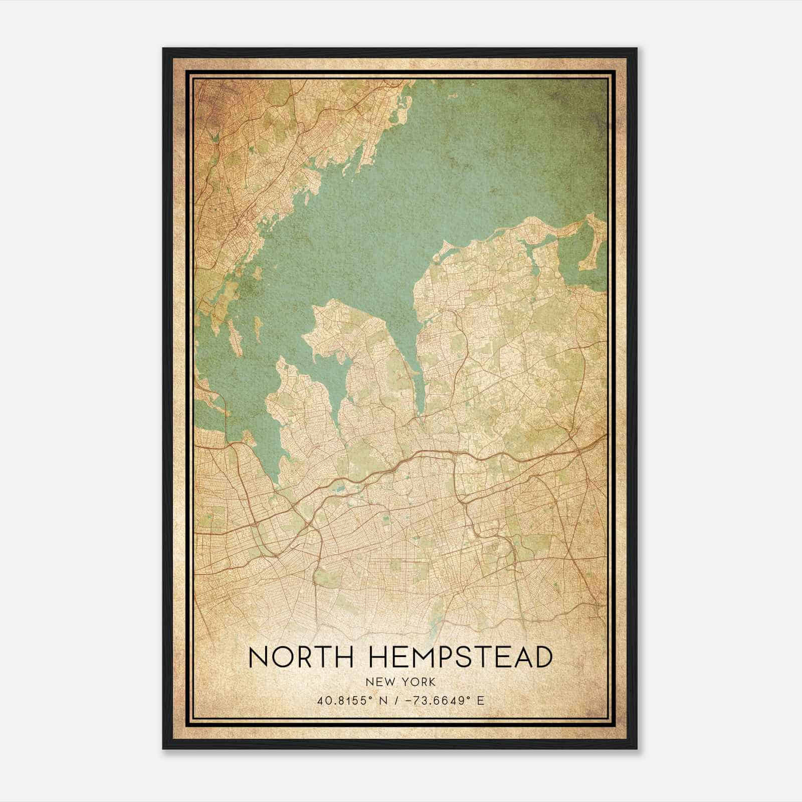 North Hempstead New York Map Poster, Modern Home Decor Wall Art Print ...