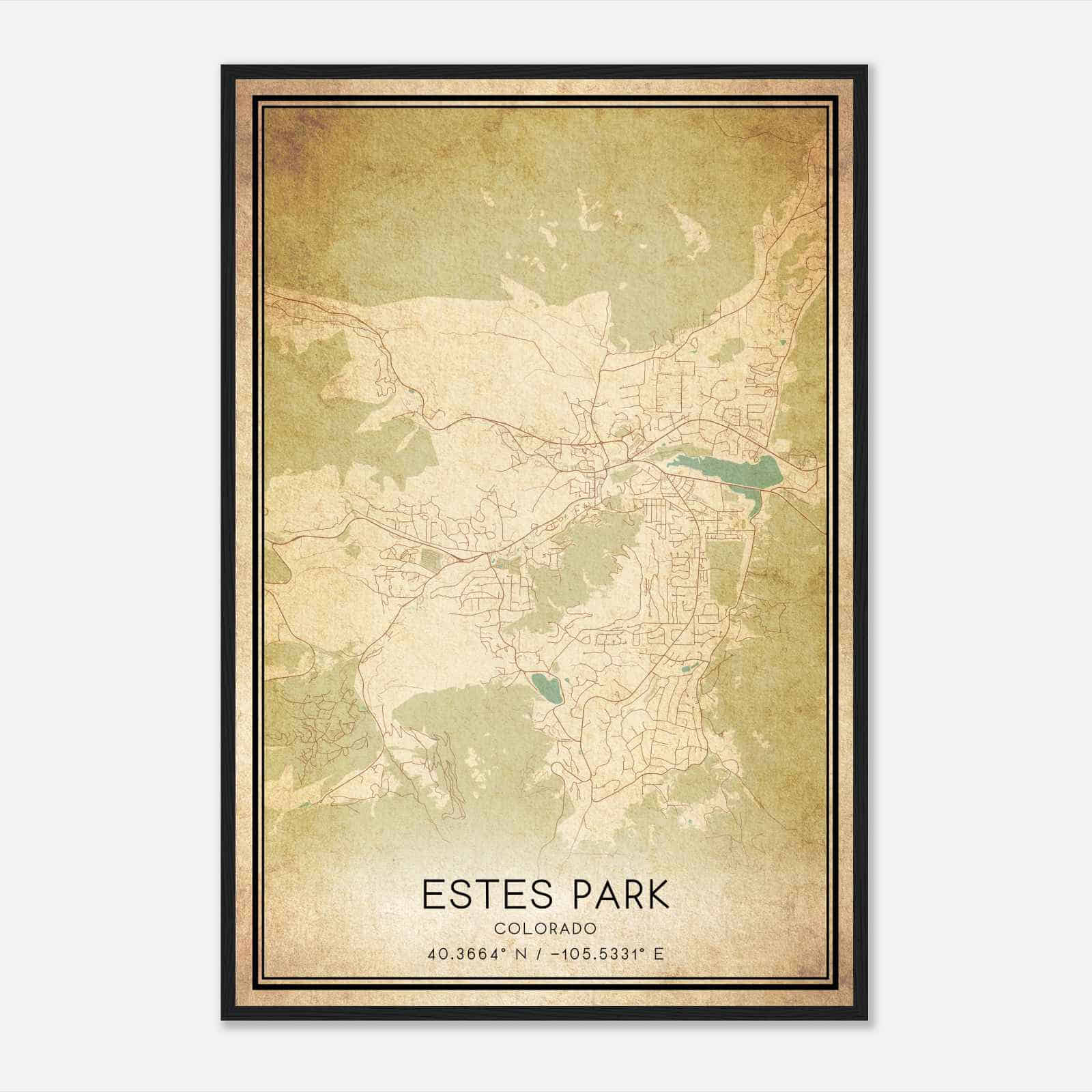 Vintage Estes Park Colorado Map Poster, Modern Home Decor Wall Art ...