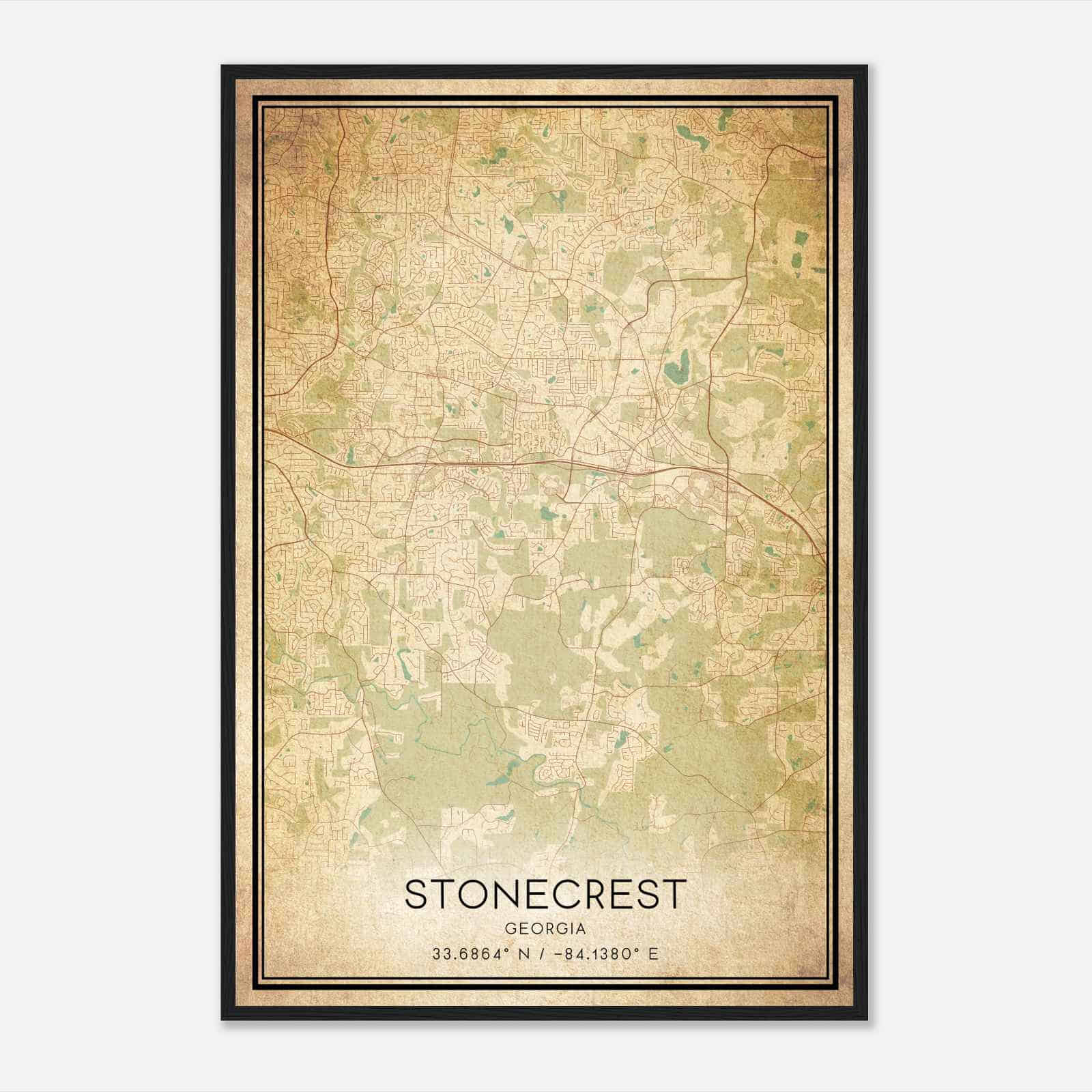Vintage Stonecrest Georgia Map Poster, Modern Home Decor Wall Art Print ...
