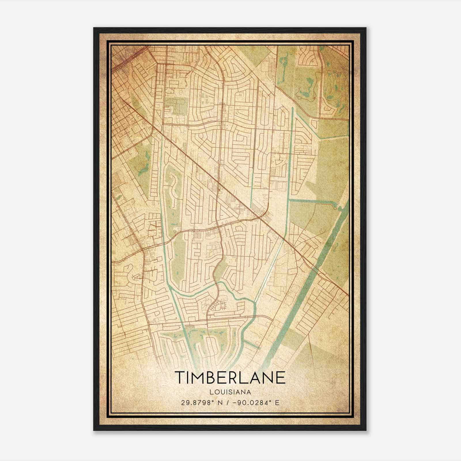 Vintage Timberlane Louisiana Map Poster, Modern Home Decor Wall Art ...