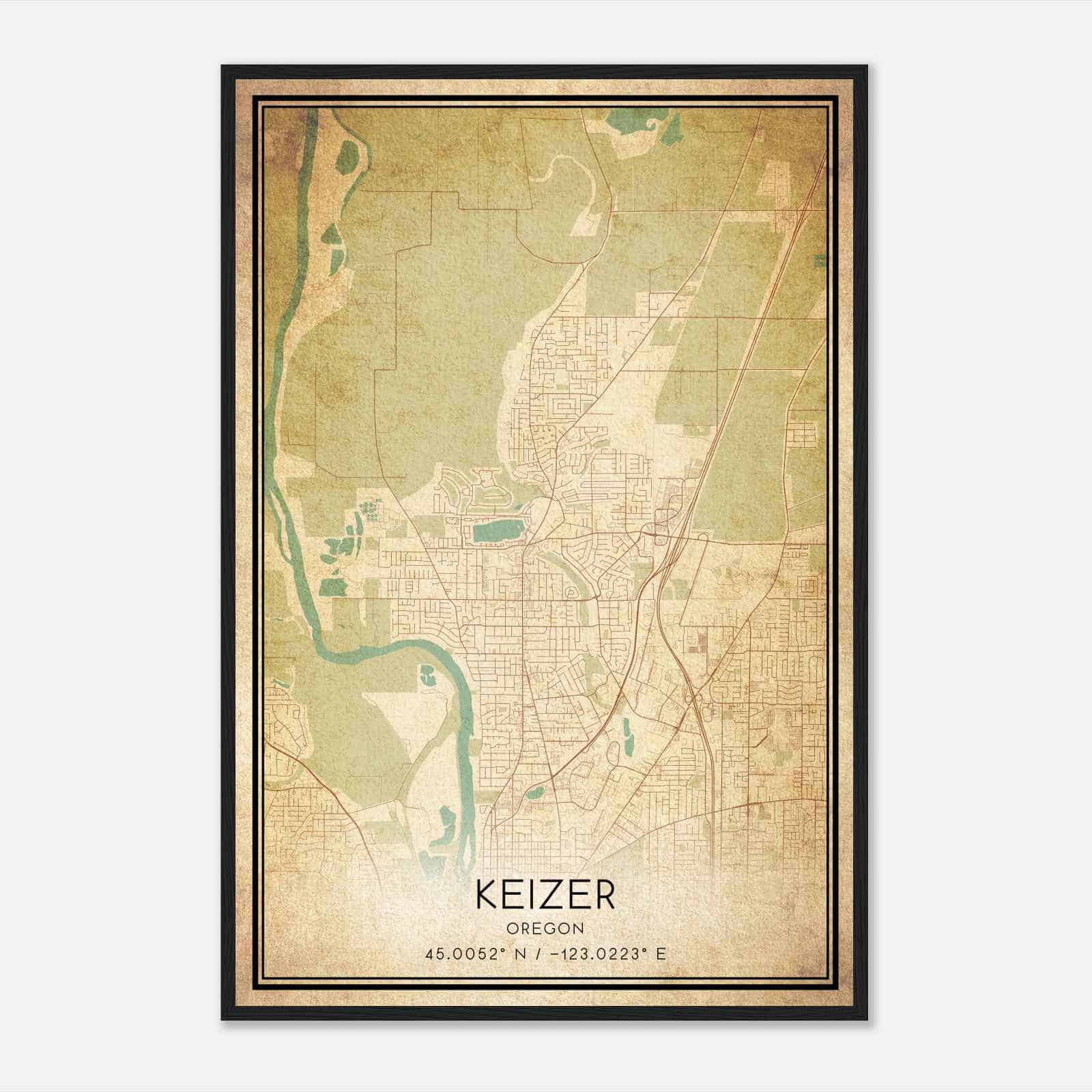 Vintage Keizer Oregon Map Poster, Modern Home Decor Wall Art Print ...
