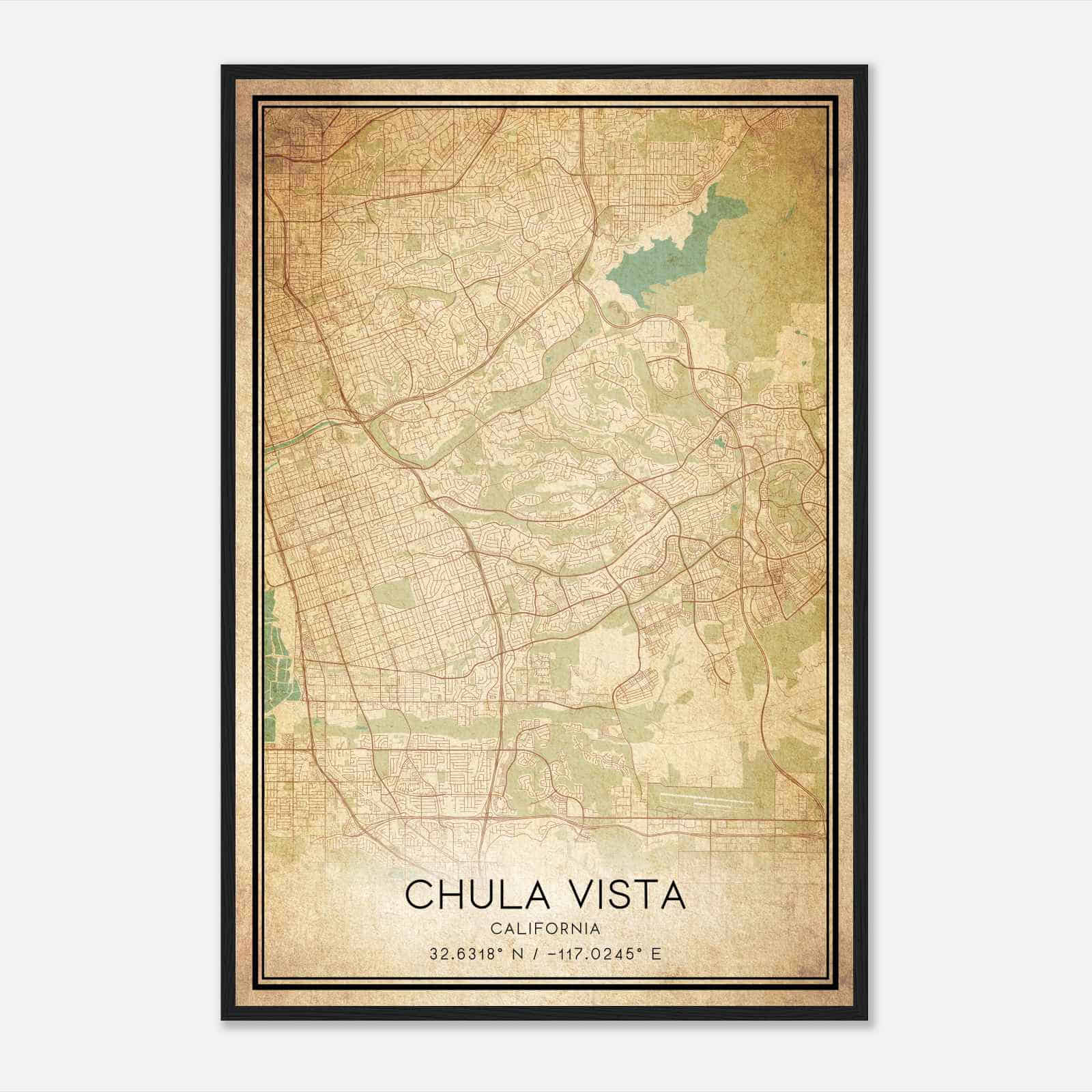 Vintage Chula Vista California Map Poster, Modern Home Decor Wall Art ...