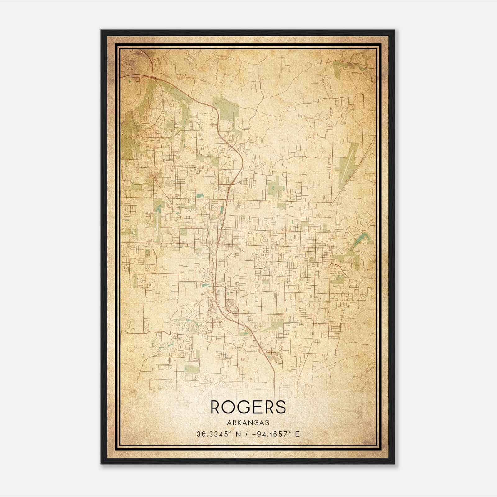 Vintage Rogers Arkansas Map Poster, Modern Home Decor Wall Art Print ...