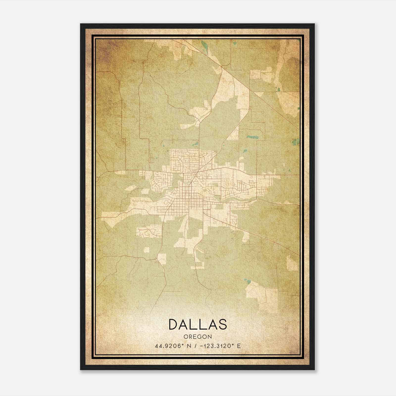 Vintage Dallas Oregon Map Poster, Modern Home Decor Wall Art Print ...