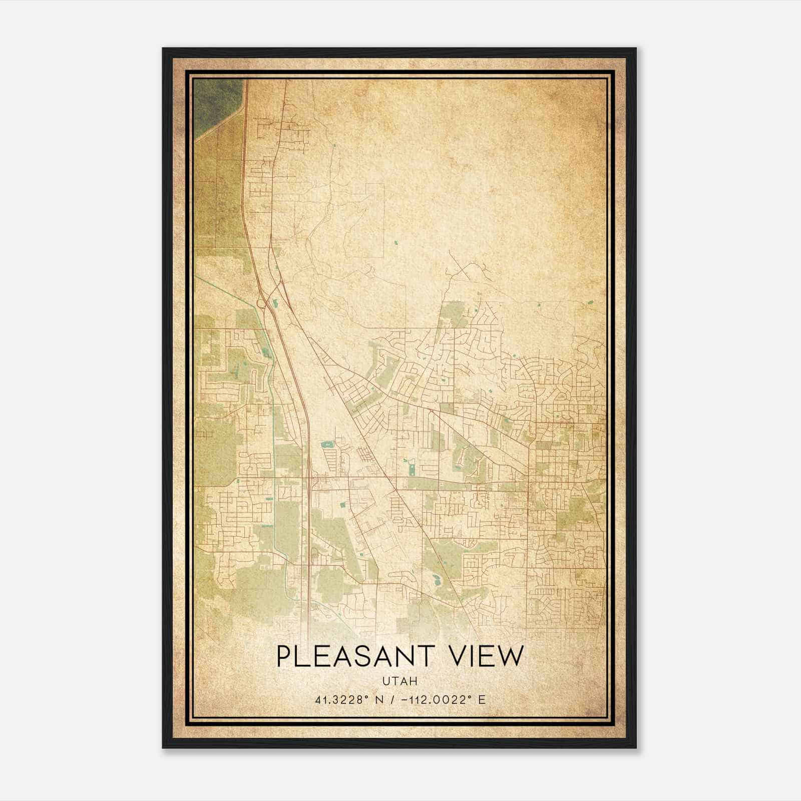 Vintage Pleasant View Utah Map Poster, Modern Home Decor Wall Art Print ...