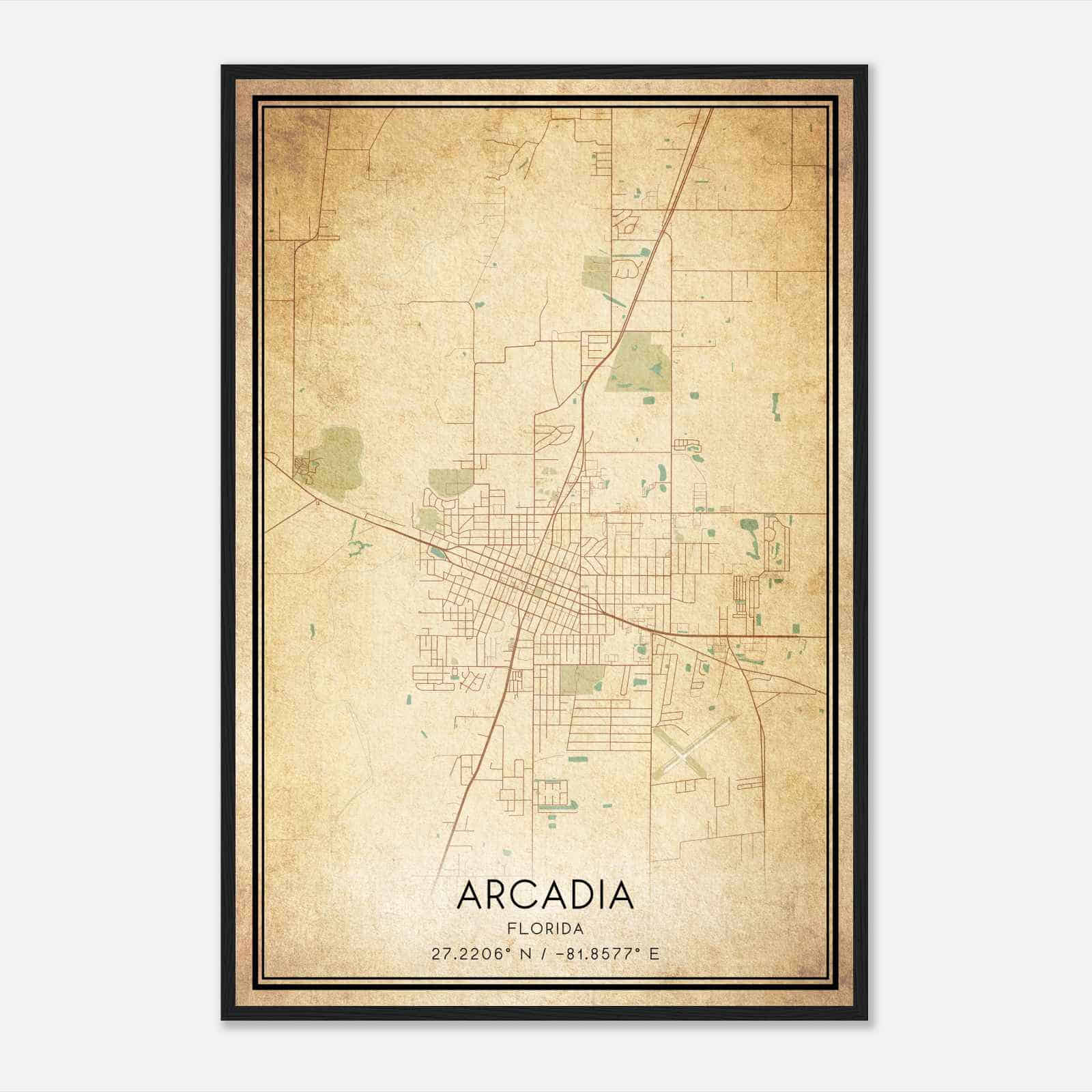 Vintage Arcadia Florida Map Poster, Modern Home Decor Wall Art Print ...