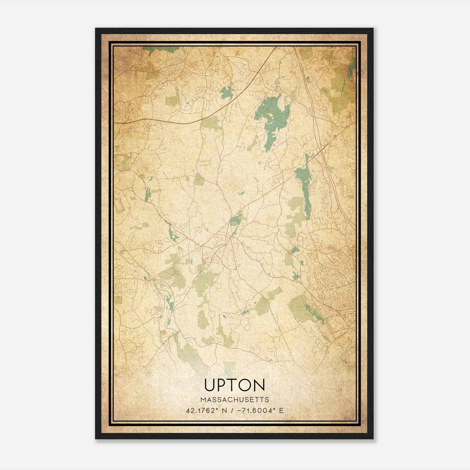 Vintage Upton Massachusetts Map Poster, Modern Home Decor Wall Art ...