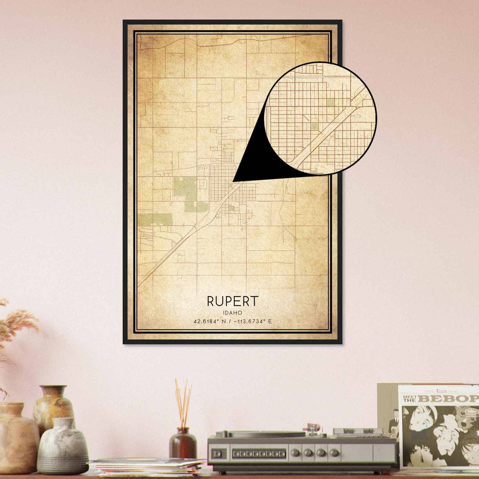 Vintage Rupert Idaho Map Poster, Modern Home Decor Wall Art Print ...