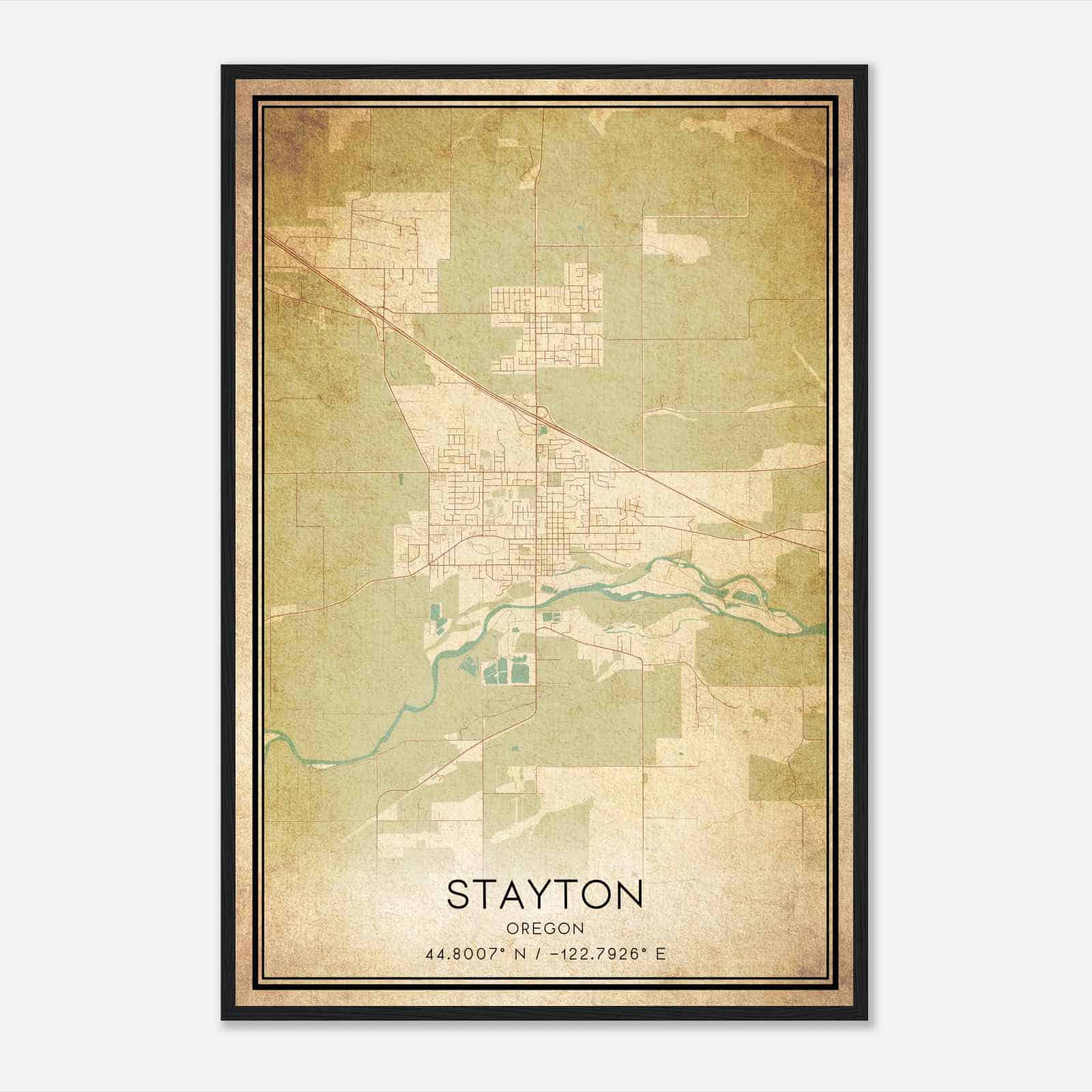Vintage Stayton Oregon Map Poster, Modern Home Decor Wall Art Print ...