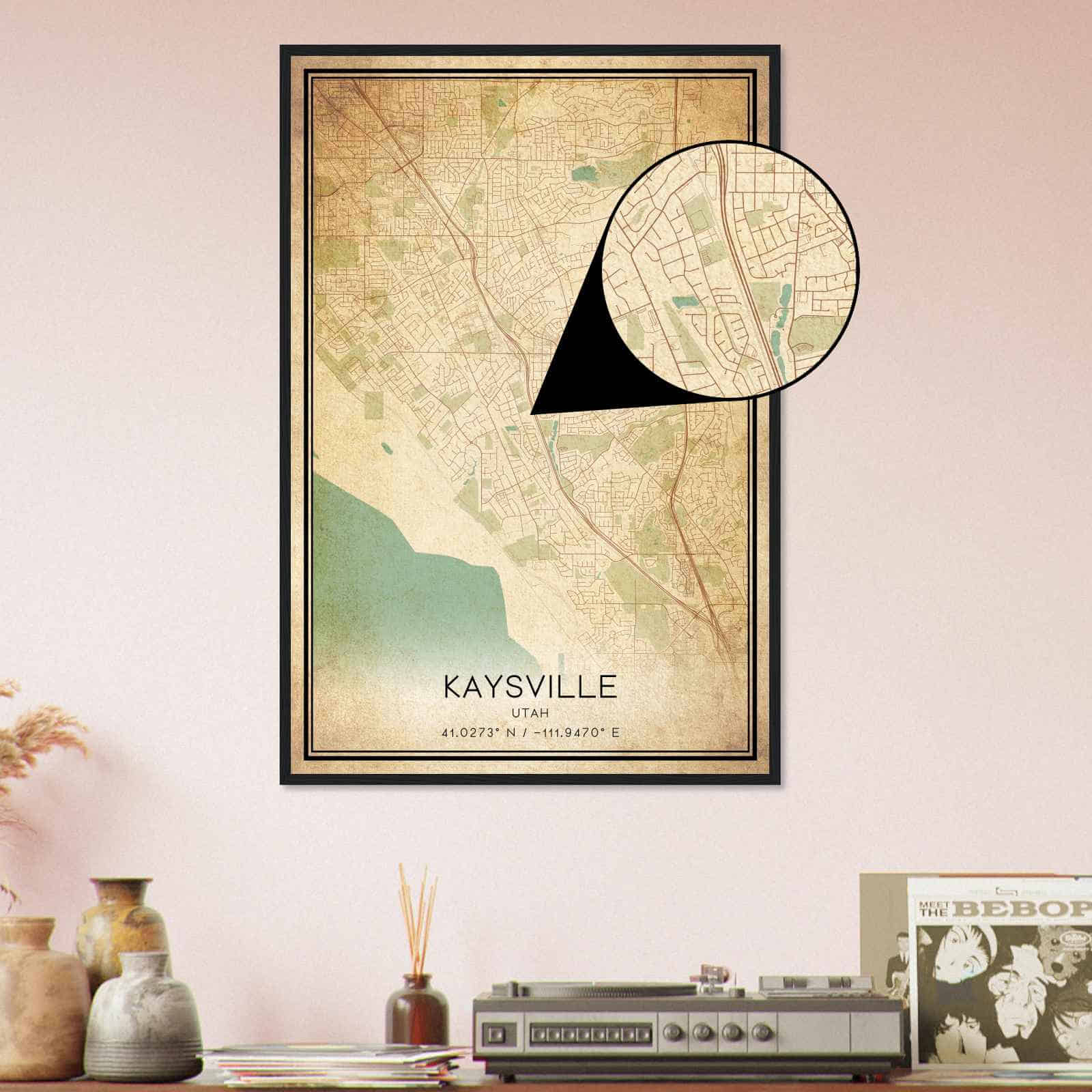 Vintage Kaysville Utah Map Poster, Modern Home Decor Wall Art Print ...