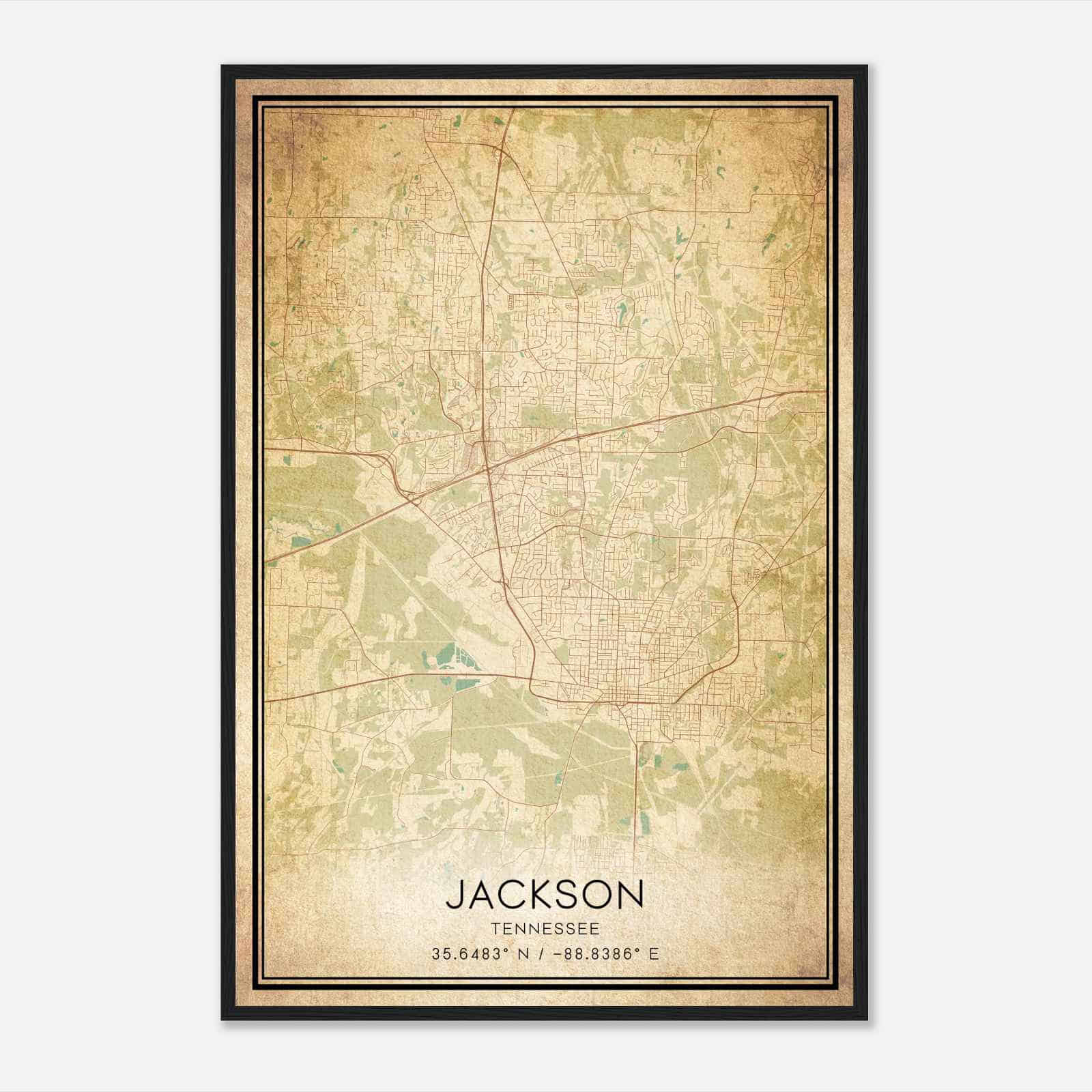 Vintage Jackson Tennessee Map Poster, Modern Home Decor Wall Art Print ...