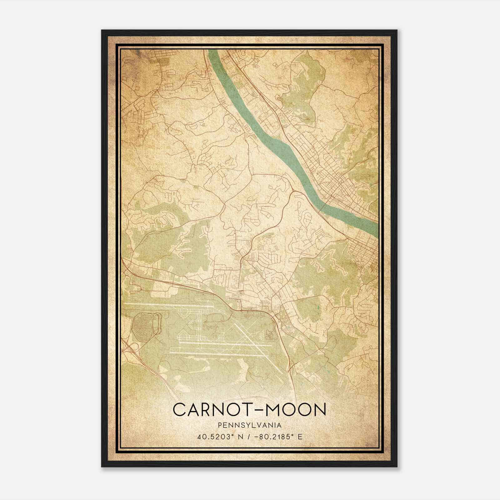 Vintage Carnot-Moon Pennsylvania Map Poster, Modern Home Decor Wall Art ...