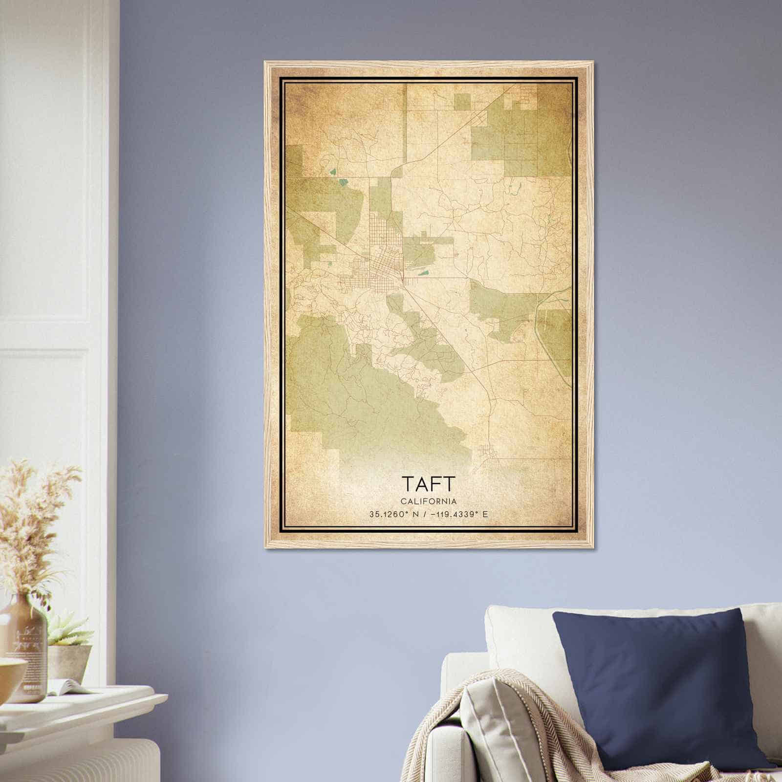 Vintage Taft California Map Poster, Modern Home Decor Wall Art Print ...