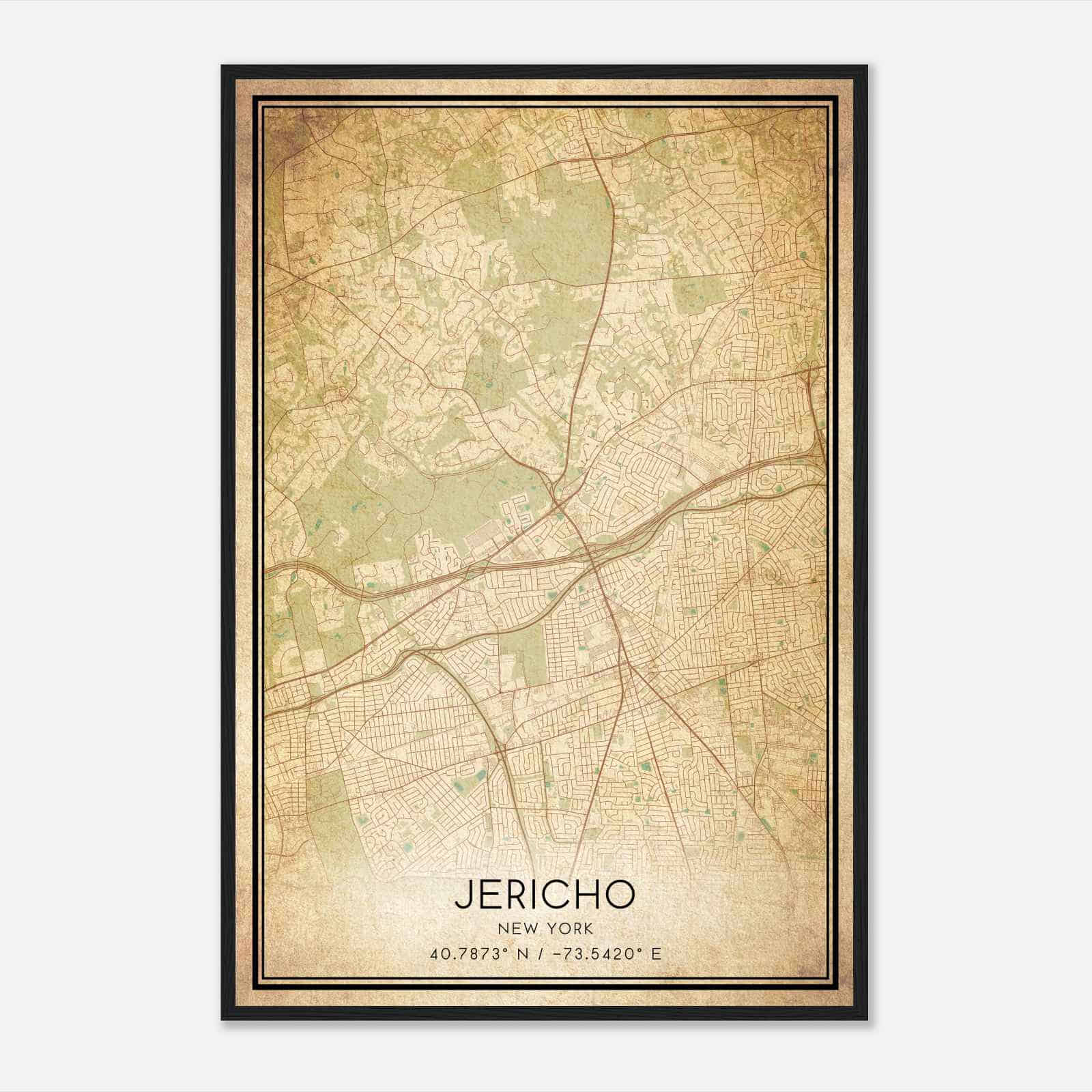 Vintage Jericho New York Map Poster, Modern Home Decor Wall Art Print ...