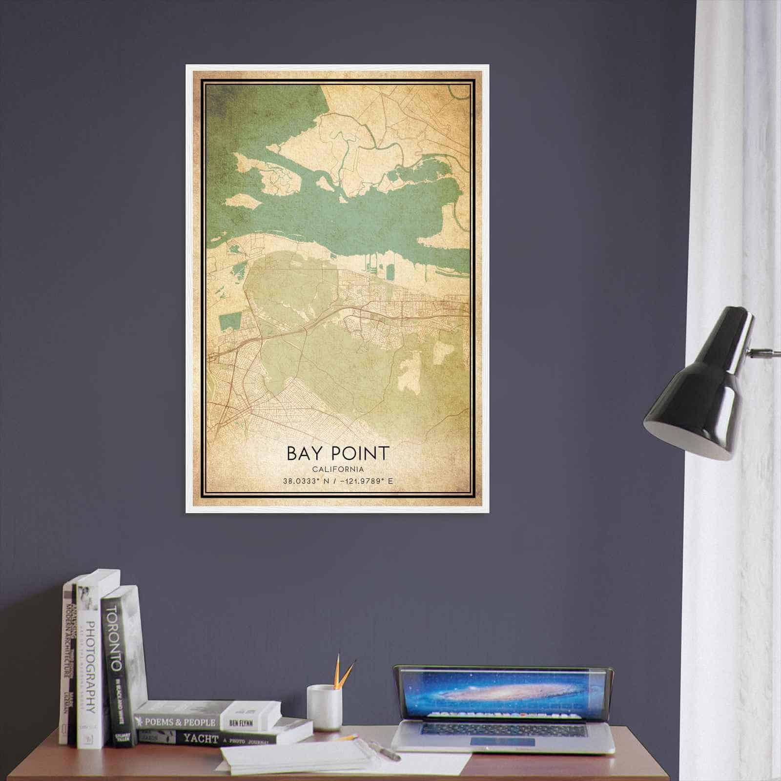 Vintage Bay Point California Map Poster, Modern Home Decor Wall Art ...