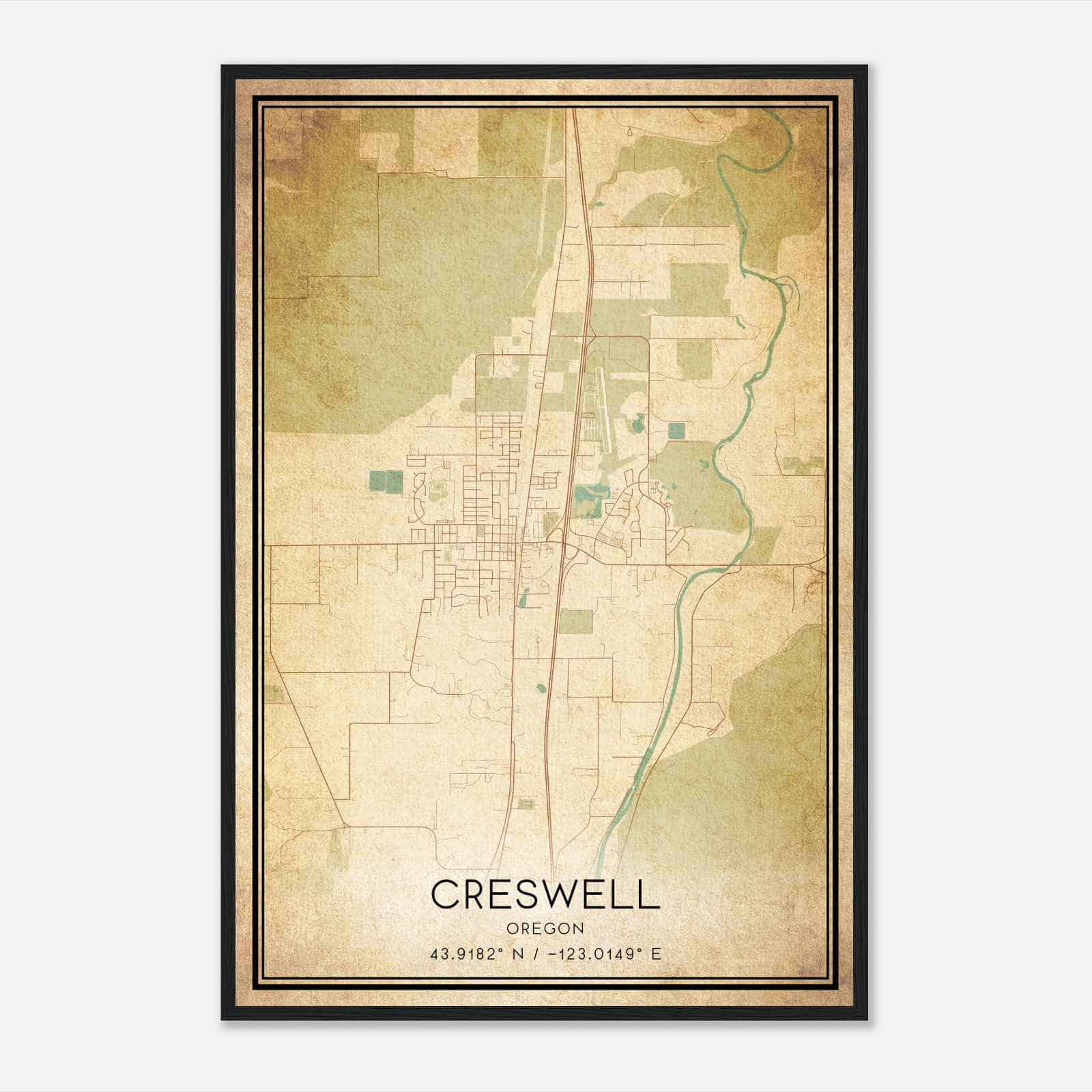 Vintage Creswell Oregon Map Poster, Modern Home Decor Wall Art Print ...
