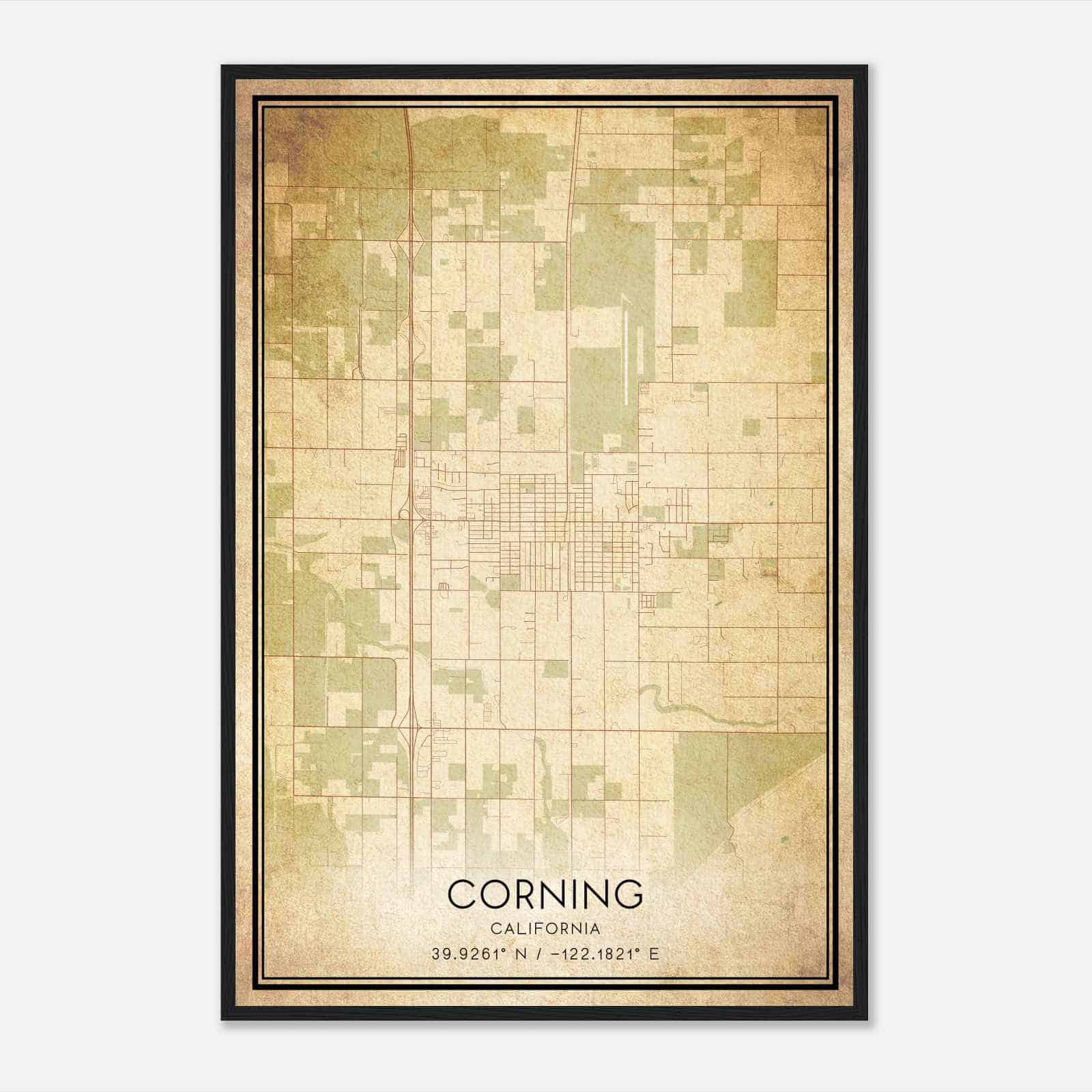 Vintage Corning California Map Poster, Modern Home Decor Wall Art Print ...
