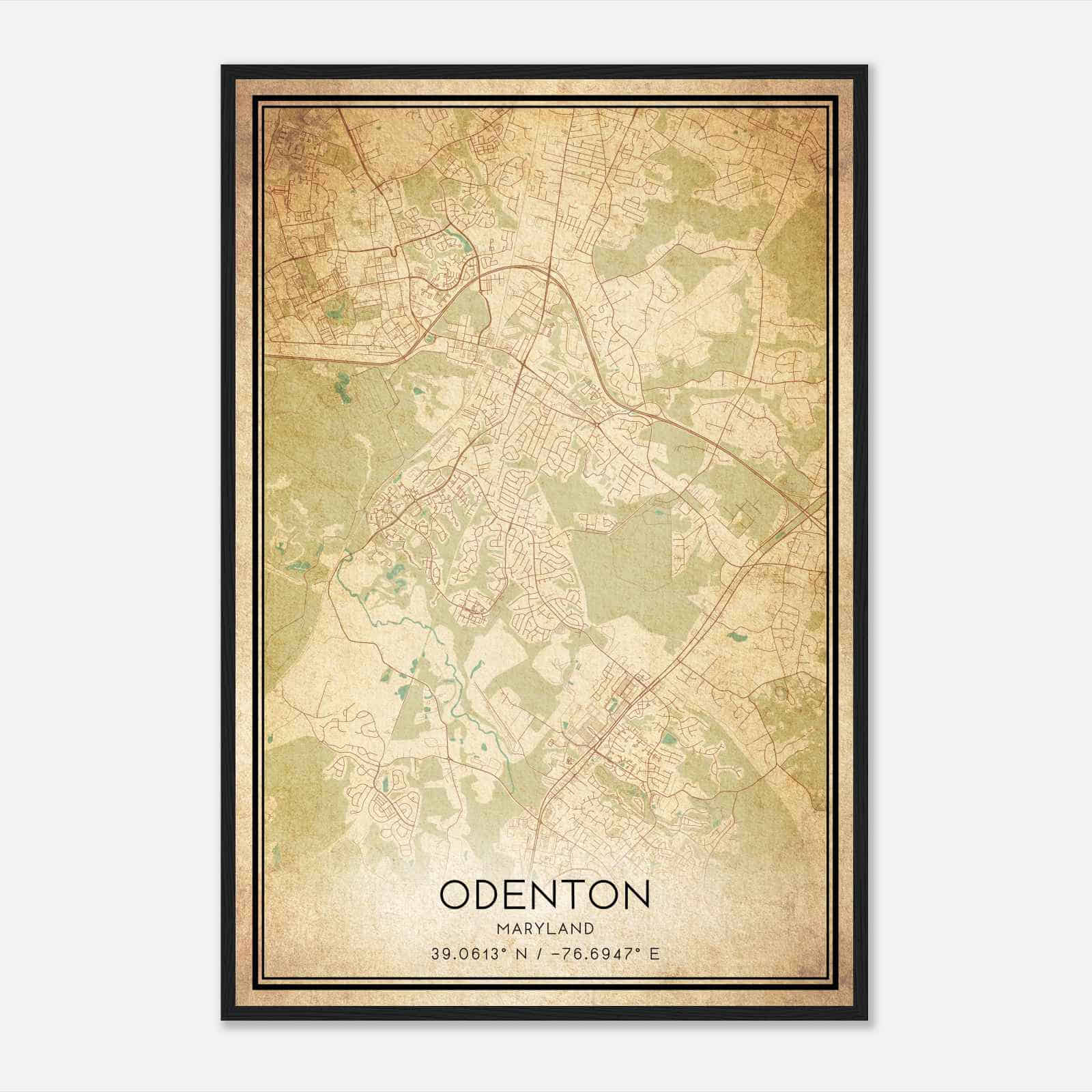 Vintage Odenton Maryland Map Poster, Modern Home Decor Wall Art Print ...