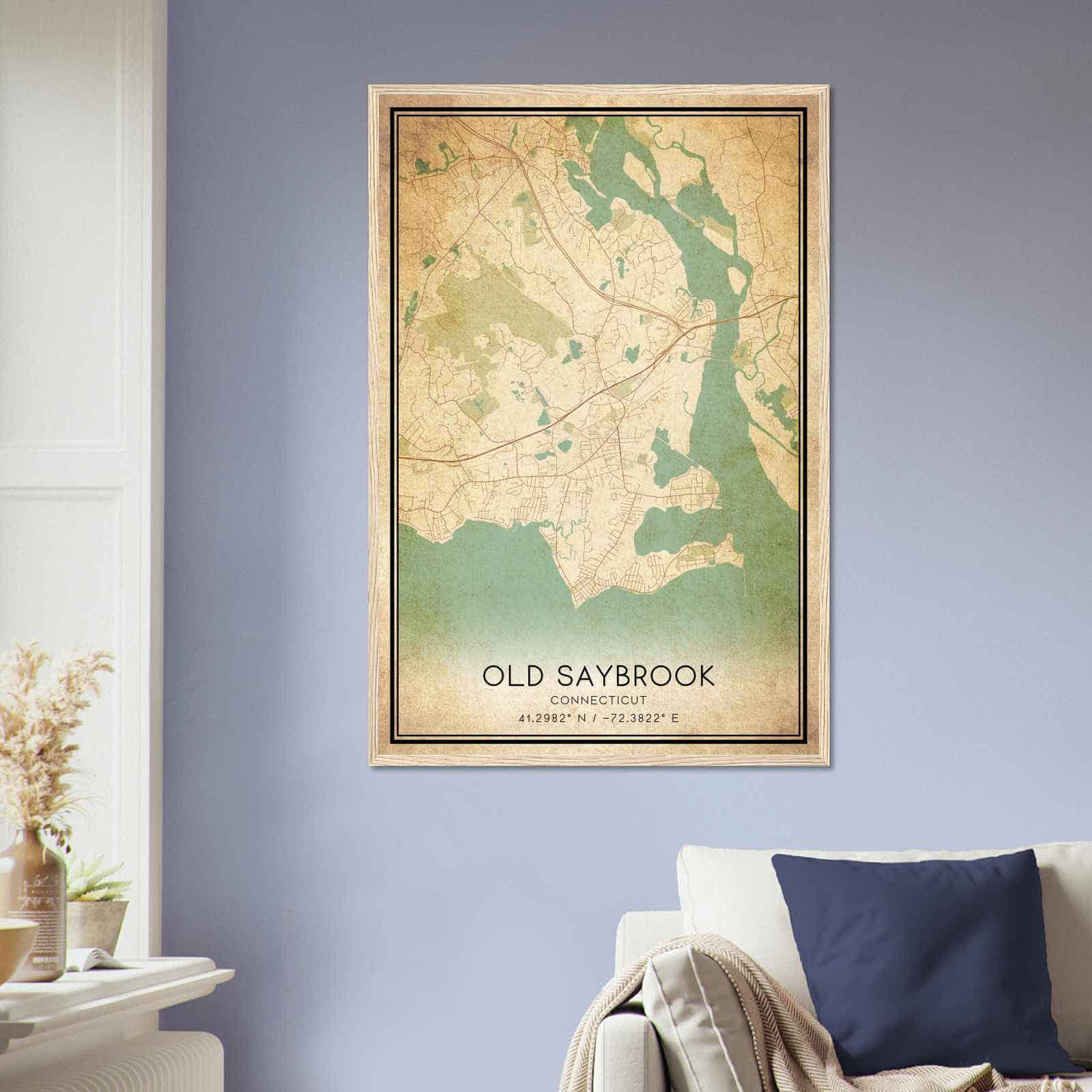 Vintage Old Saybrook Connecticut Map Poster, Modern Home Decor Wall Art ...