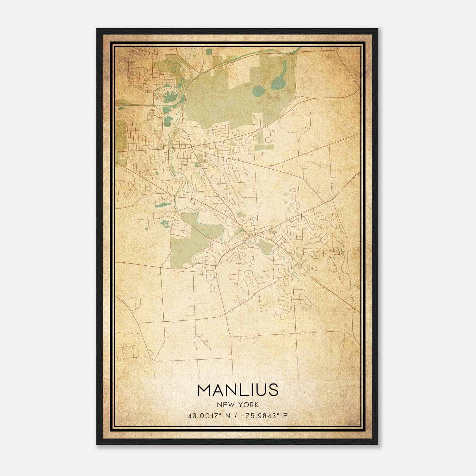 Vintage Manlius New York Map Poster, Modern Home Decor Wall Art Print - Custom Maps & Posters