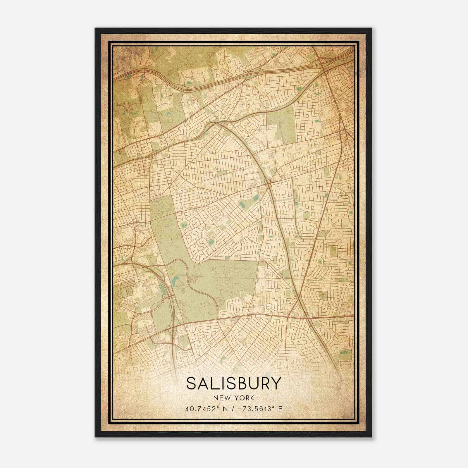 Vintage Salisbury New York Map Poster, Modern Home Decor Wall Art Print ...