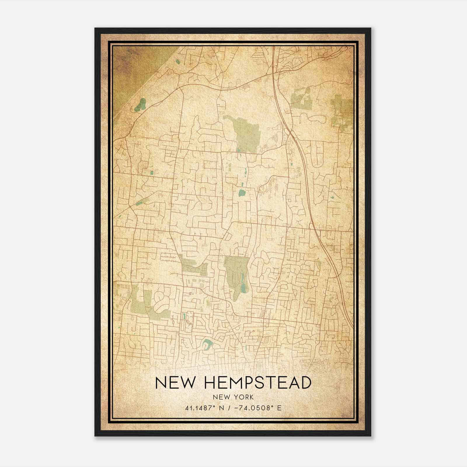 Vintage New Hempstead New York Map Poster, Modern Home Decor Wall Art ...