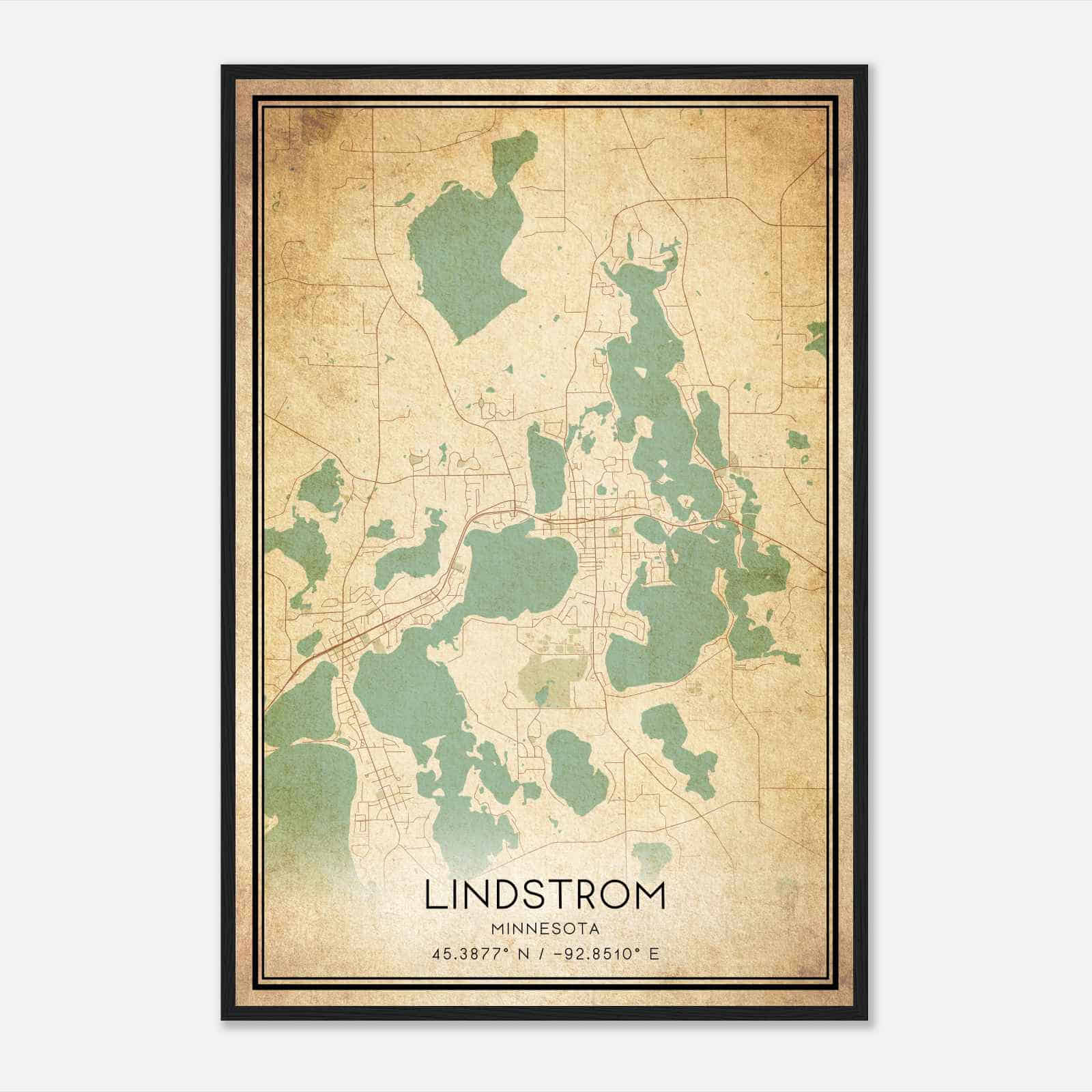 Vintage Lindstrom Minnesota Map Poster, Modern Home Decor Wall Art ...