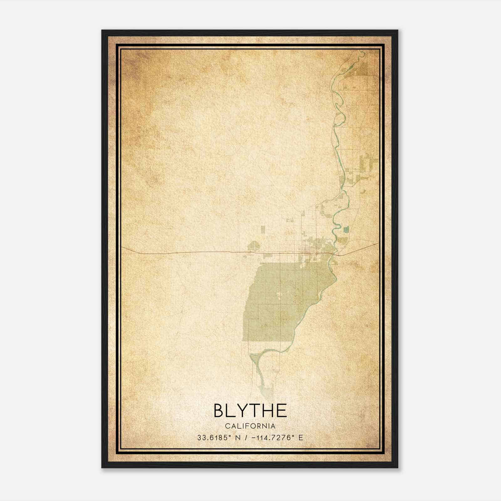 Vintage Blythe California Map Poster, Modern Home Decor Wall Art Print ...