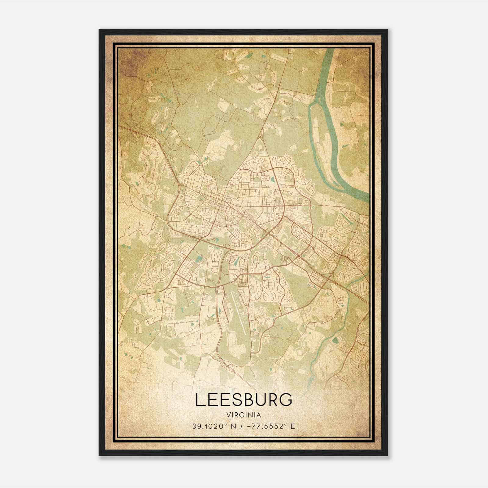 Vintage Leesburg Virginia Map Poster, Modern Home Decor Wall Art Print ...