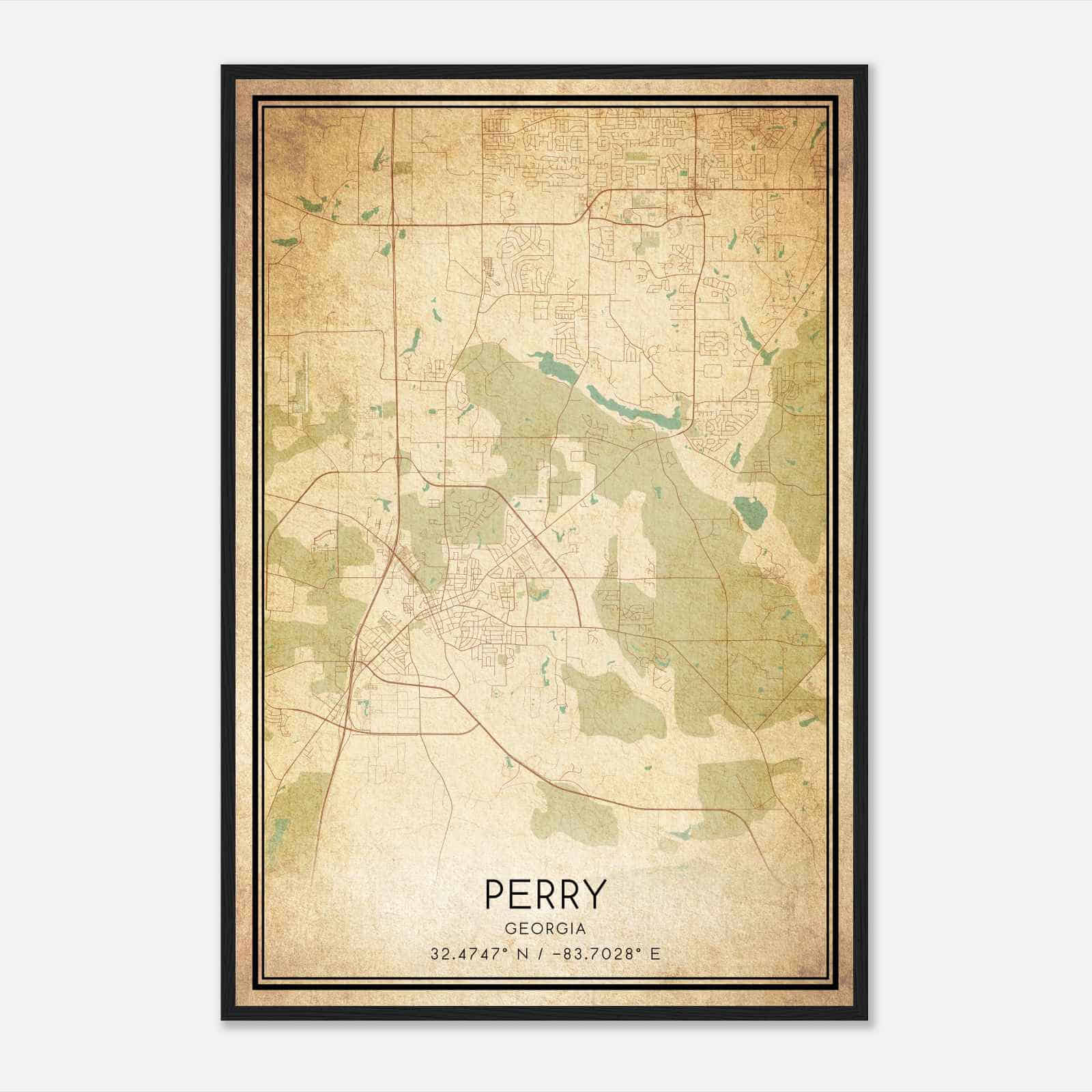 Vintage Perry Georgia Map Poster, Modern Home Decor Wall Art Print ...
