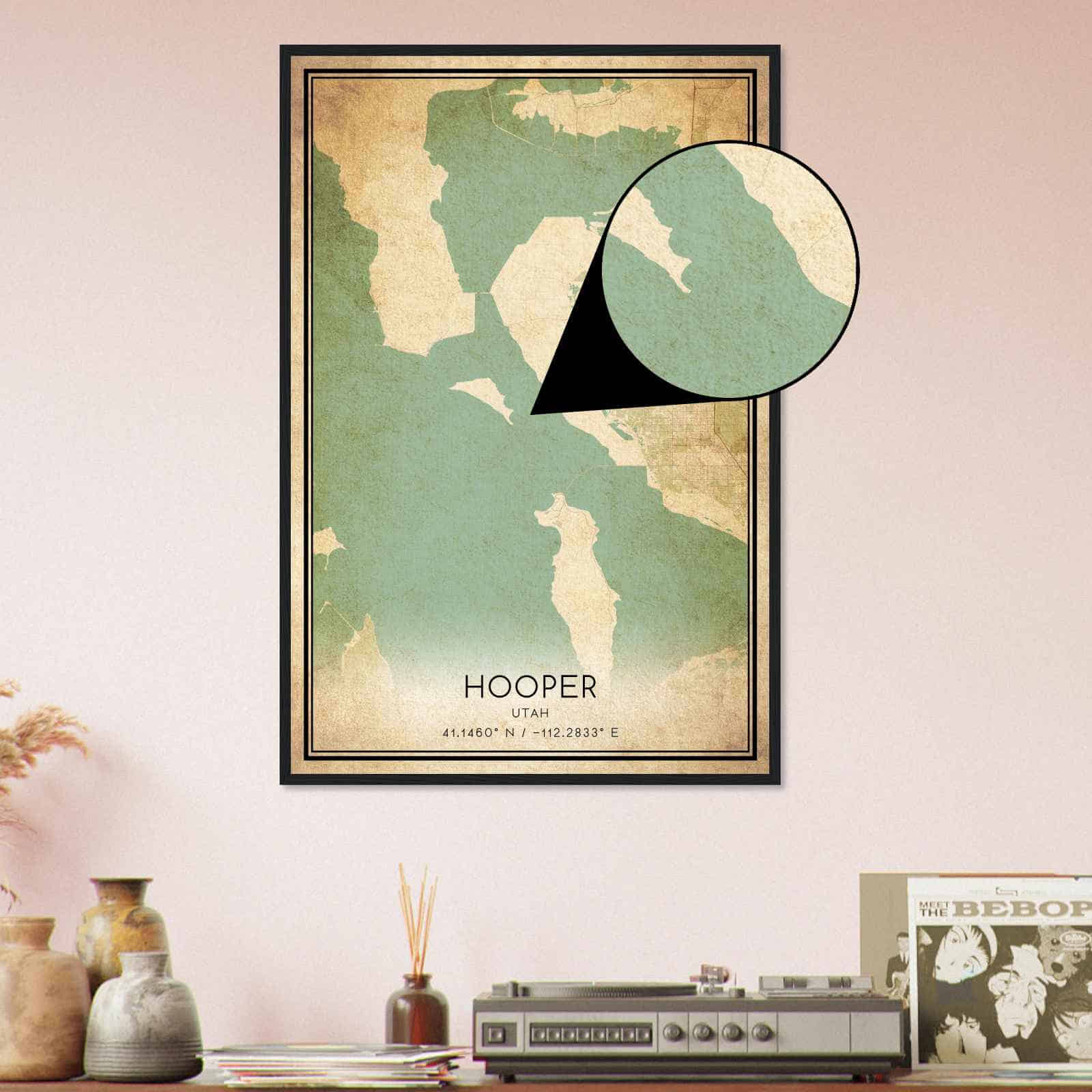Vintage Hooper Utah Map Poster, Modern Home Decor Wall Art Print ...
