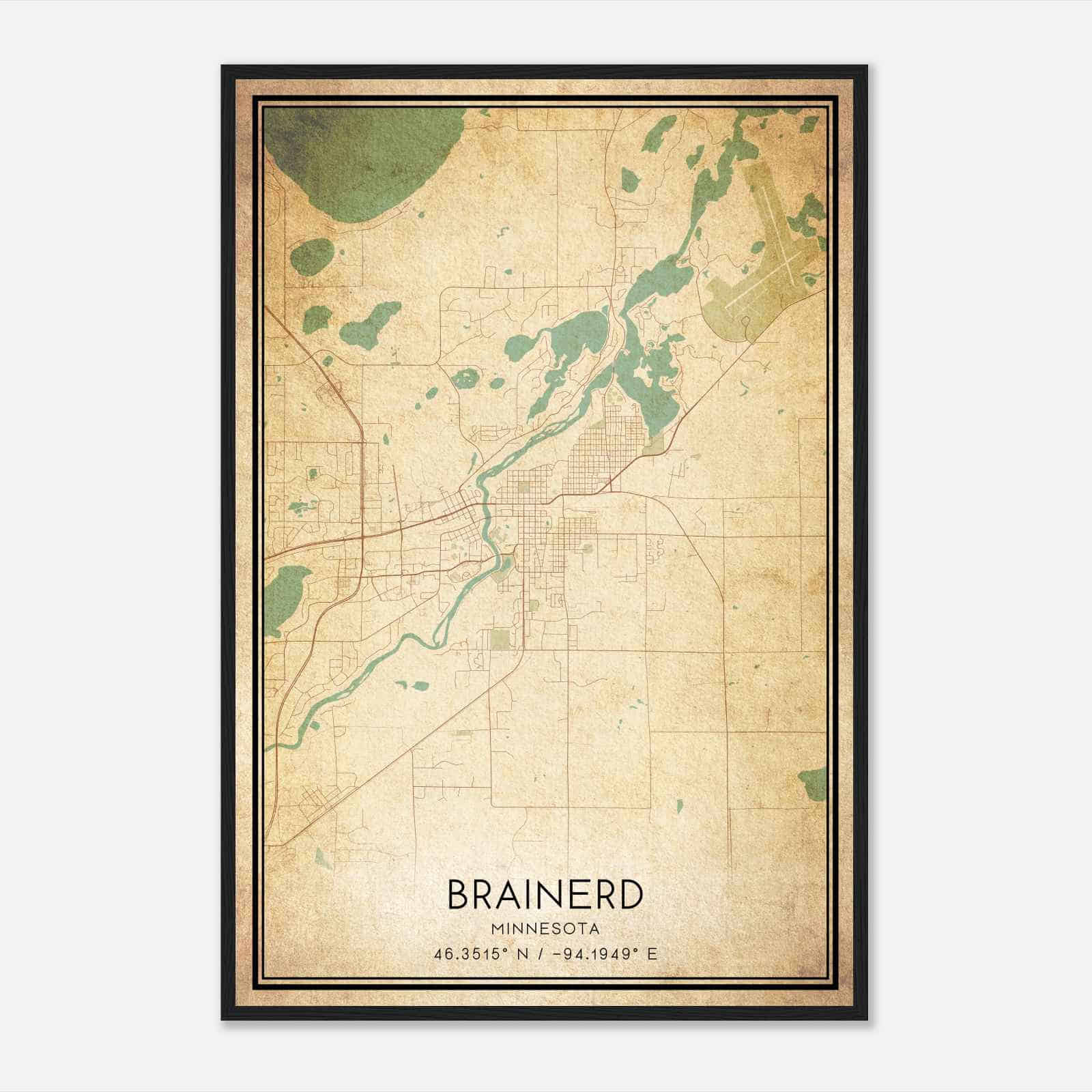 Vintage Brainerd Minnesota Map Poster, Modern Home Decor Wall Art Print ...