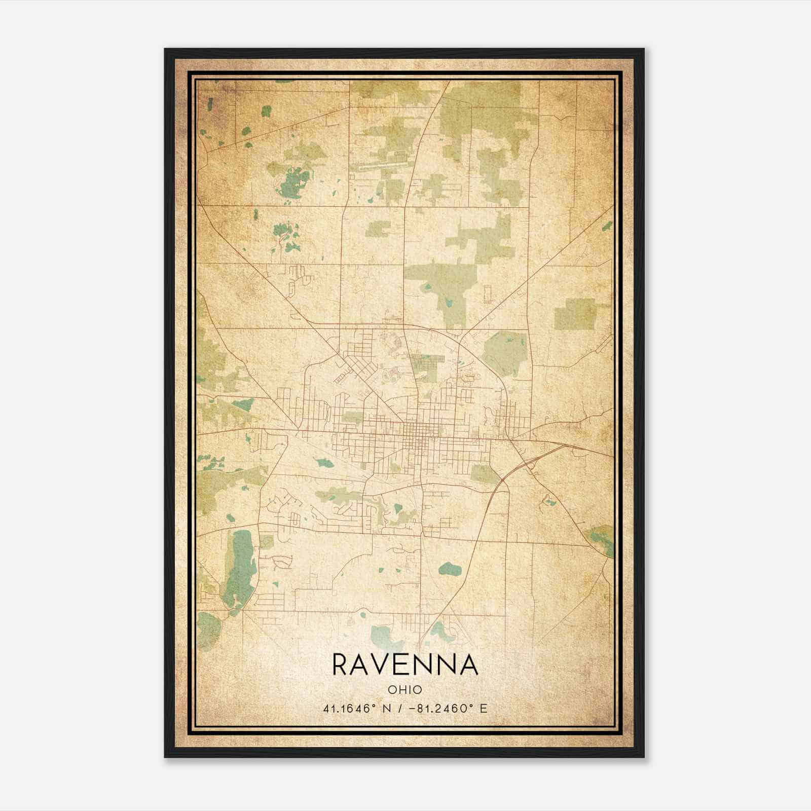 Vintage Ravenna Ohio Map Poster, Modern Home Decor Wall Art Print ...