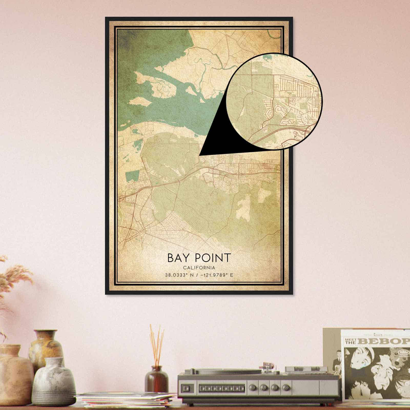Vintage Bay Point California Map Poster, Modern Home Decor Wall Art ...