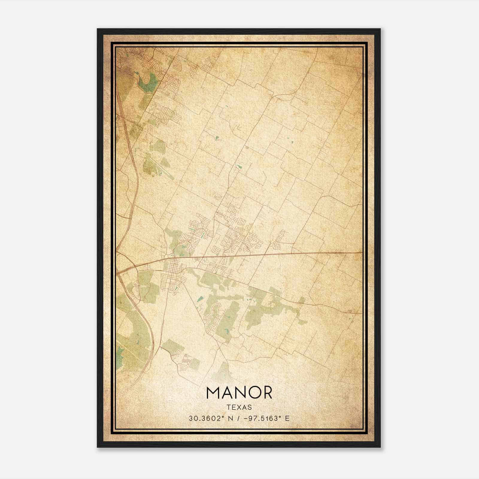 Vintage Manor Texas Map Poster, Modern Home Decor Wall Art Print ...