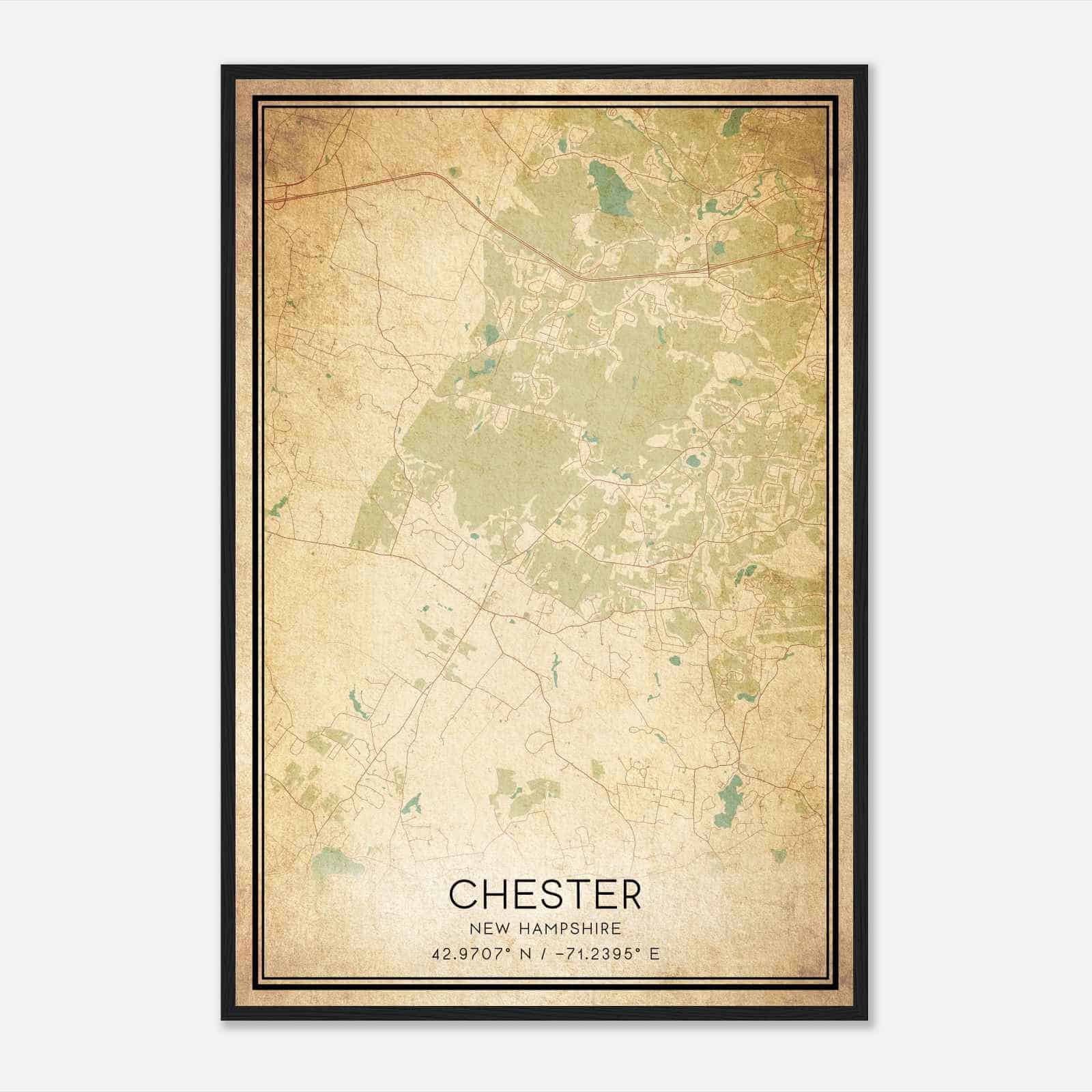 Vintage Chester New Hampshire Map Poster, Modern Home Decor Wall Art ...