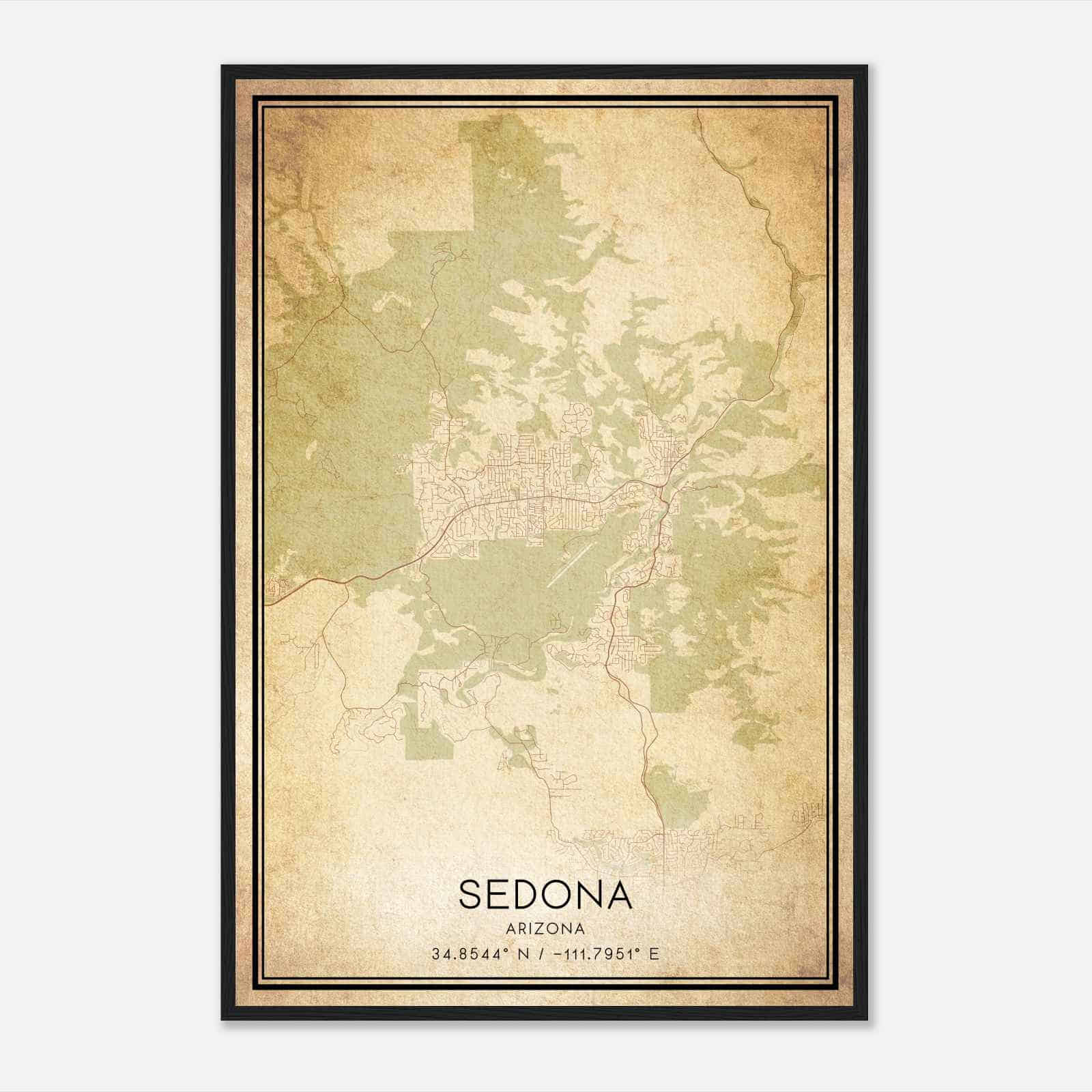 Vintage Sedona Arizona Map Poster, Modern Home Decor Wall Art Print ...