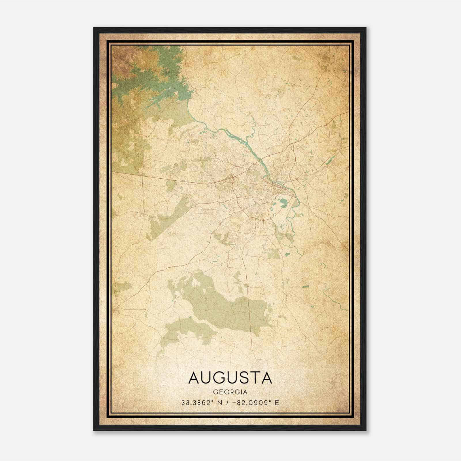 Vintage Augusta Georgia Map Poster, Modern Home Decor Wall Art Print ...